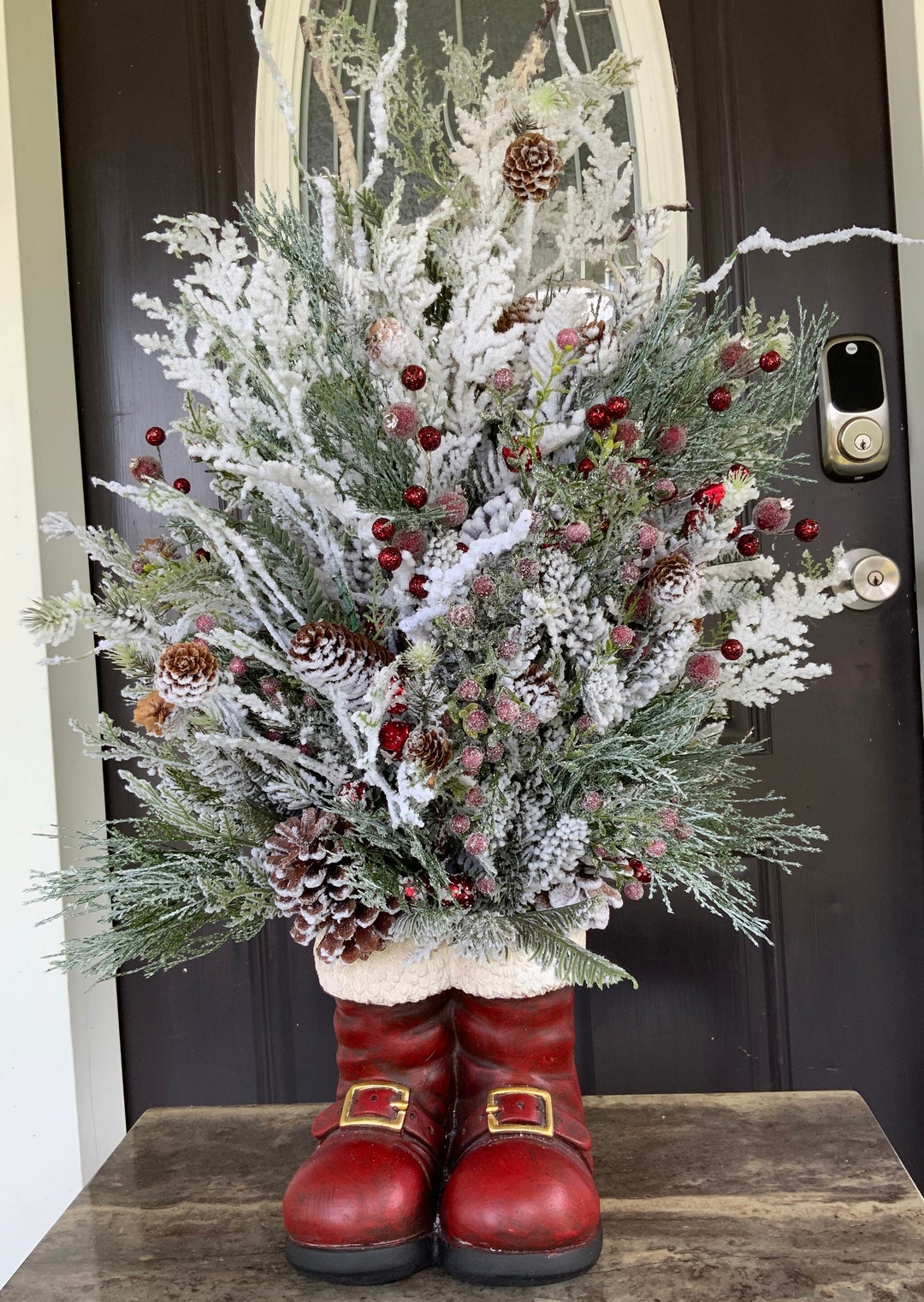 Santa Boots Table Centerpiece, Santa Boots Christmas Decor, Santa Boots ...