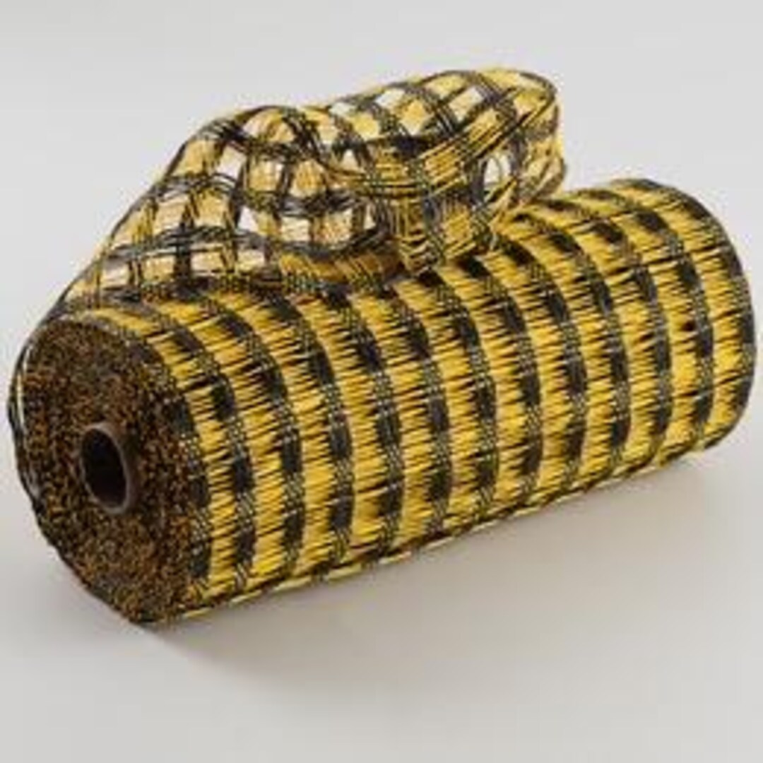 10” Black and Yellow Poly Burlap Check (window Pane) Mesh - Etsy