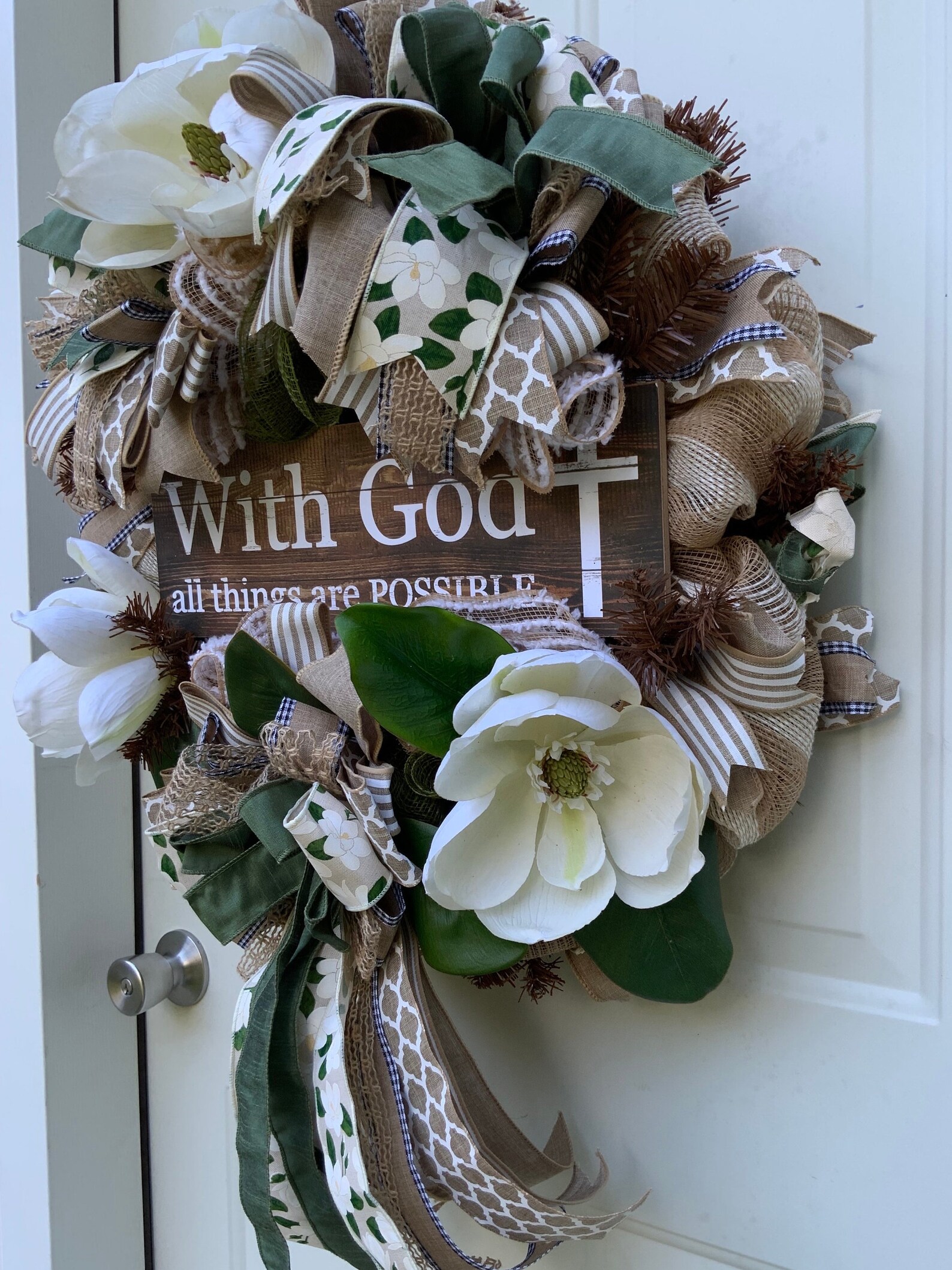 With God All Things Are Possible Magnolia Wreath, Magnolia Wreath ...