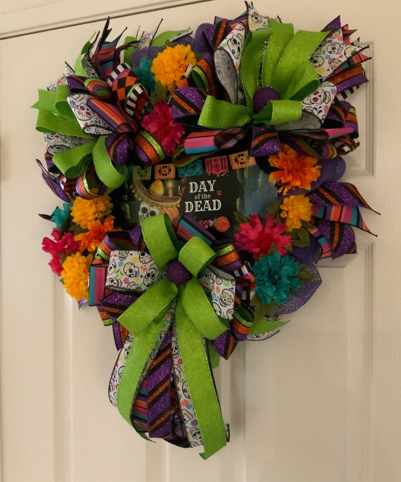 Day of the Dead Wreath Dia De Muertos Wreath Sugar Skull - Etsy