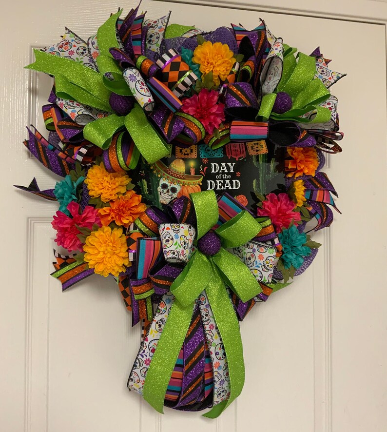 Day of the Dead Wreath Dia De Muertos Wreath Sugar Skull - Etsy