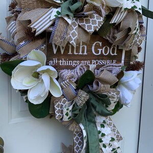 With God All Things Are Possible Magnolia Wreath, Magnolia Wreath ...