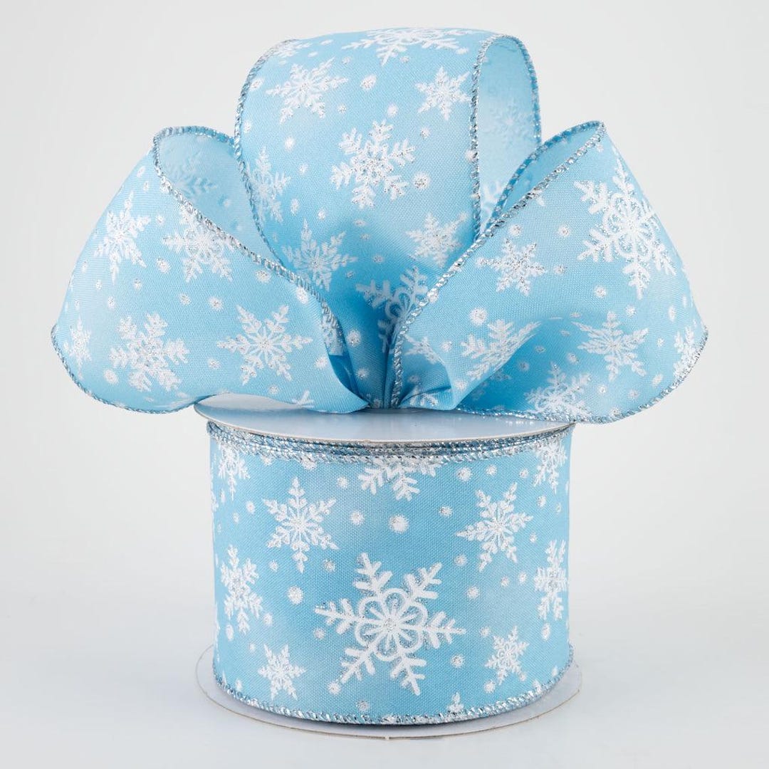 2.5” Iridescent Snowflake Light Blue Ribbon, Christmas 2.5” Iridescent ...
