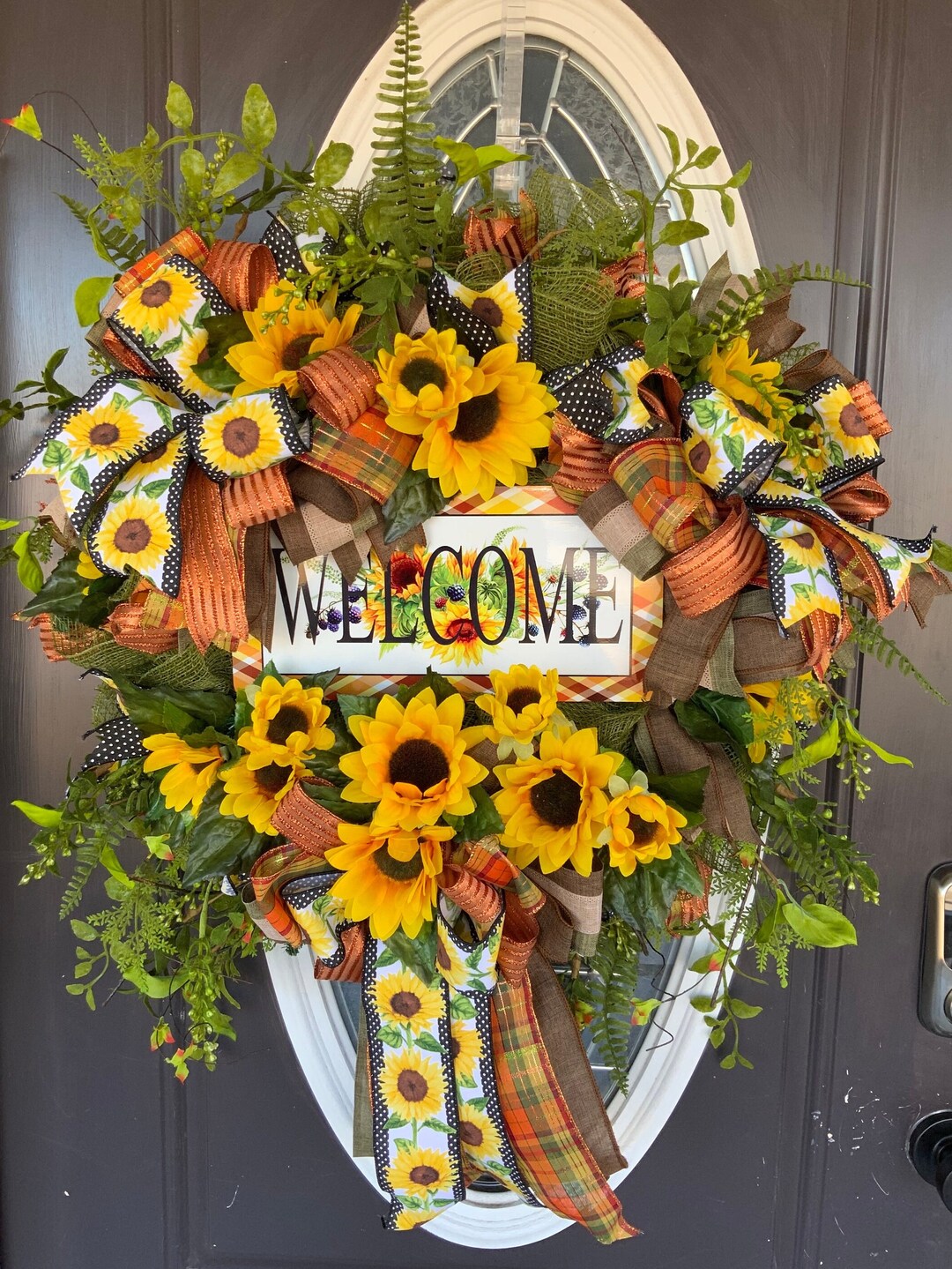 Everyday Welcome Sunflower Wreath, Fall Welcome Sunflower Wreath ...