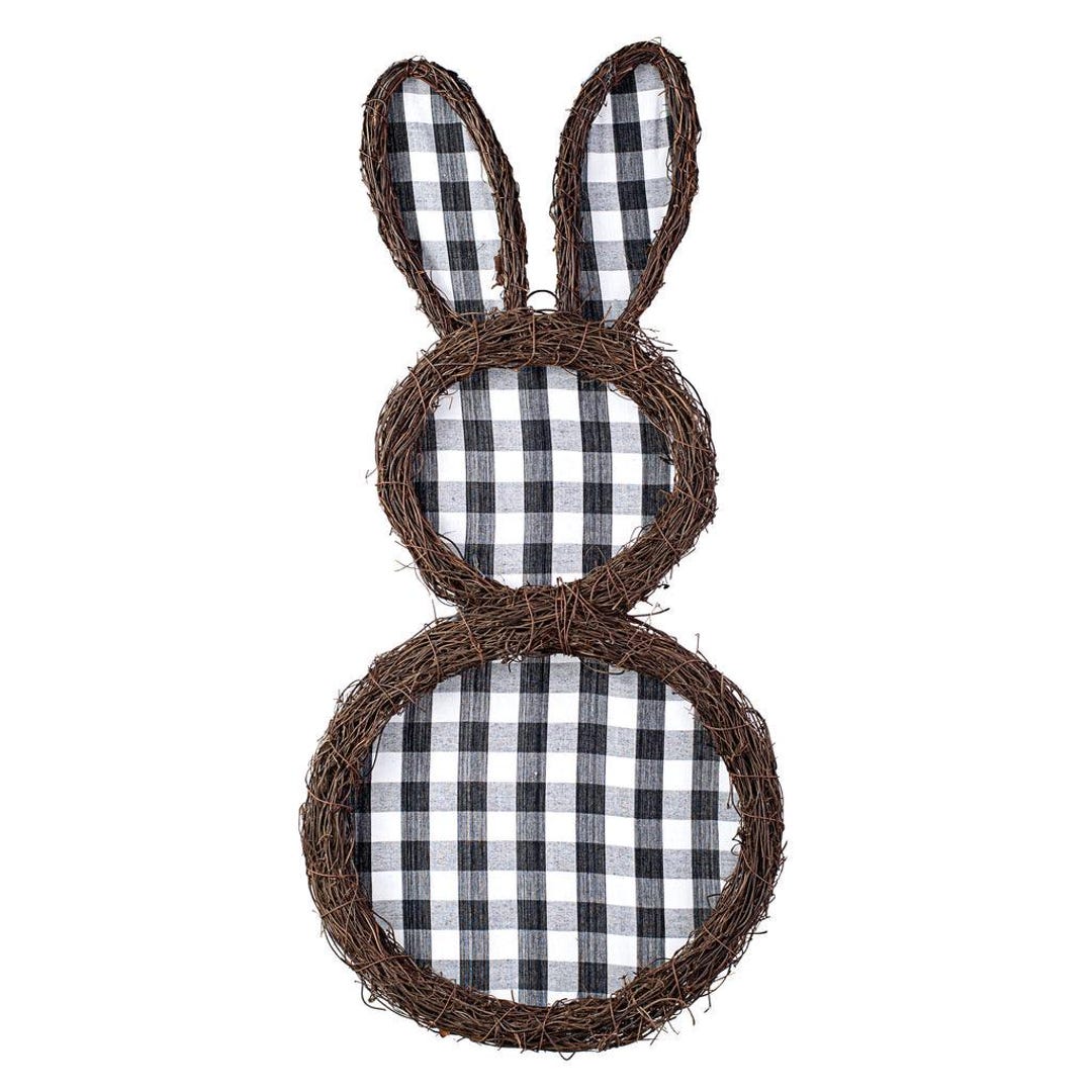 Black & White Check 26” Twig Rabbit Decoration; Easter Bunny 26” Black ...
