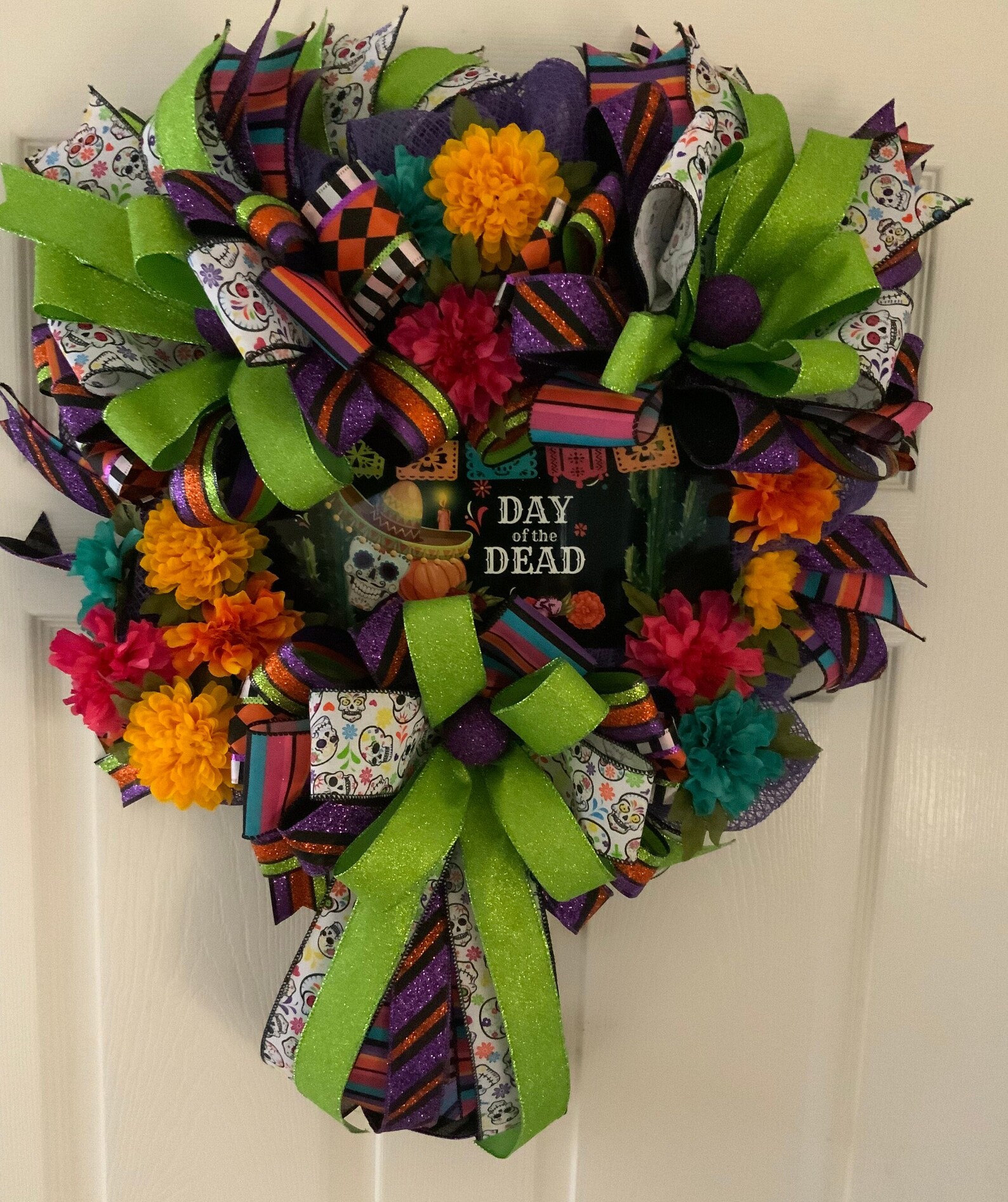 Day of the Dead Wreath Dia De Muertos Wreath Sugar Skull - Etsy