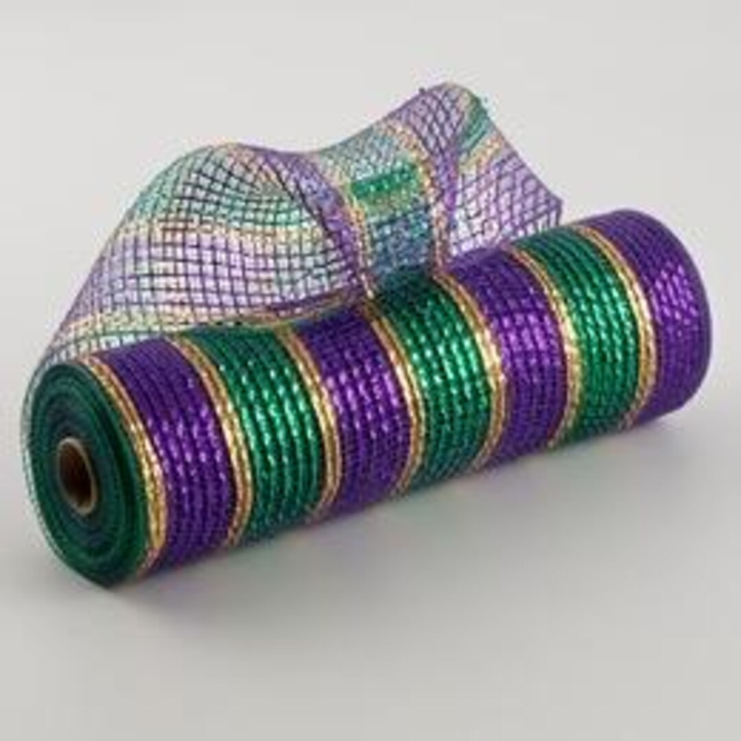 10 Poly Deco Mesh: Metallic Purple, Green and Gold in a 10 Yard Roll ...