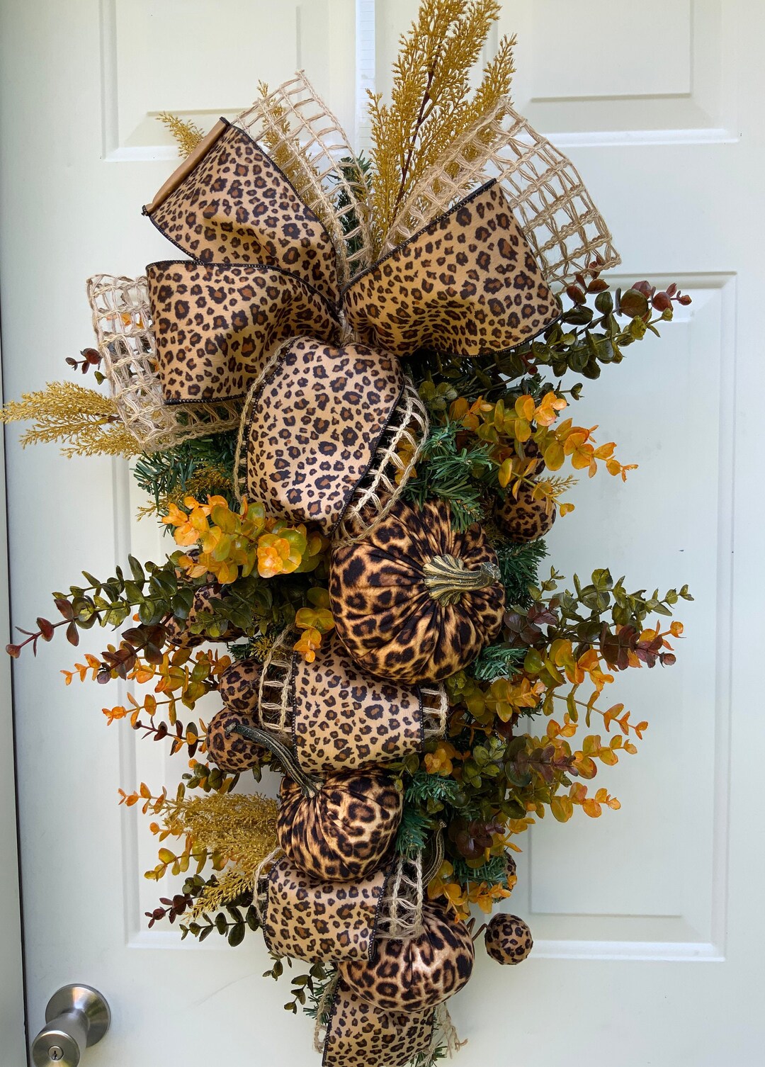Luxury Leopard Print Pumpkin Swag, Fall Luxury Leopard Print Pumpkin ...