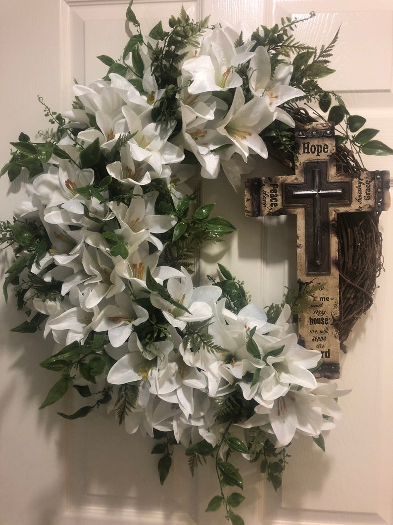 Lent Grapevine Everyday Wreath Religious Wreath Easter Lily | Etsy