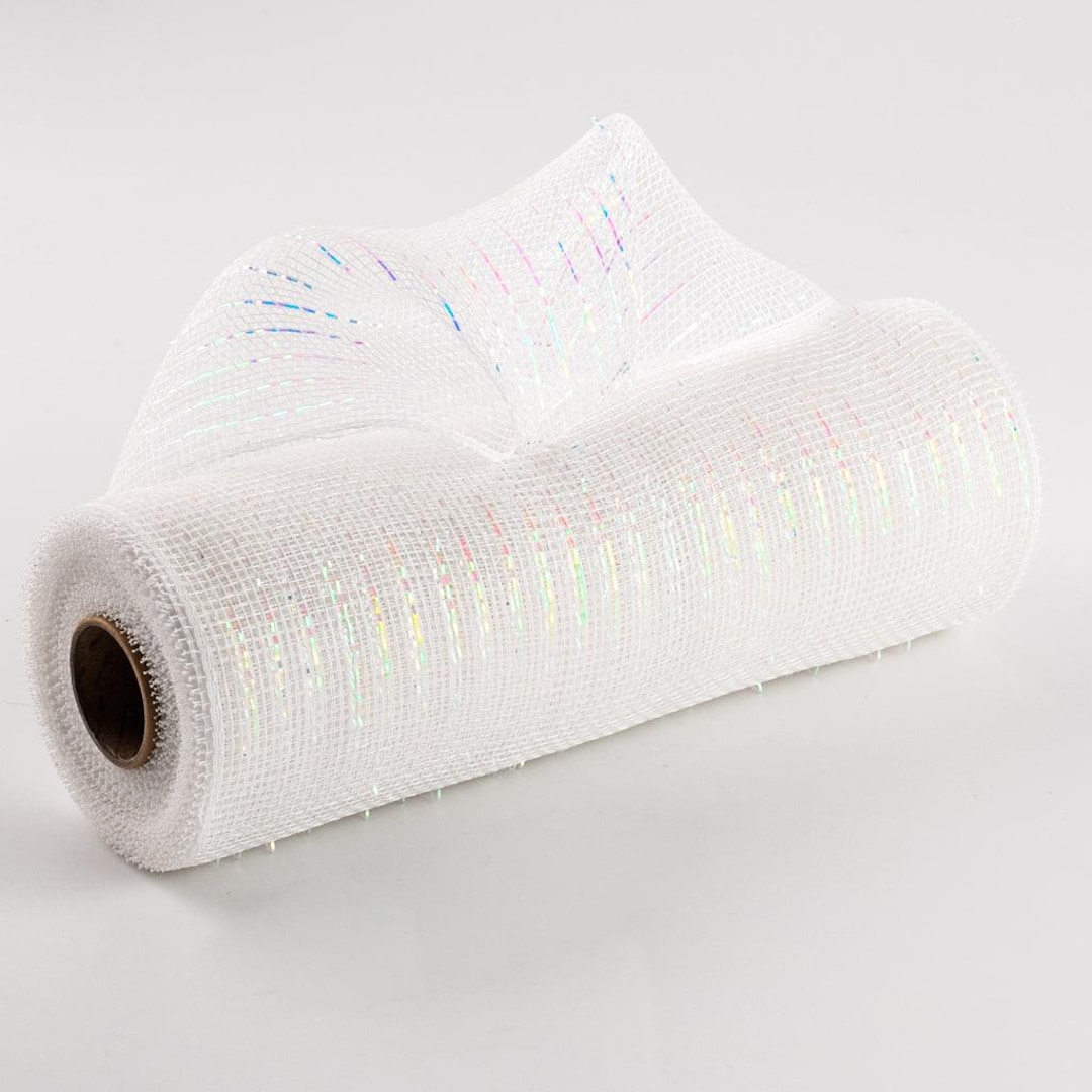 10” Poly Deco Mesh: Iridescent White in a 10 Yard Roll; Spring ...