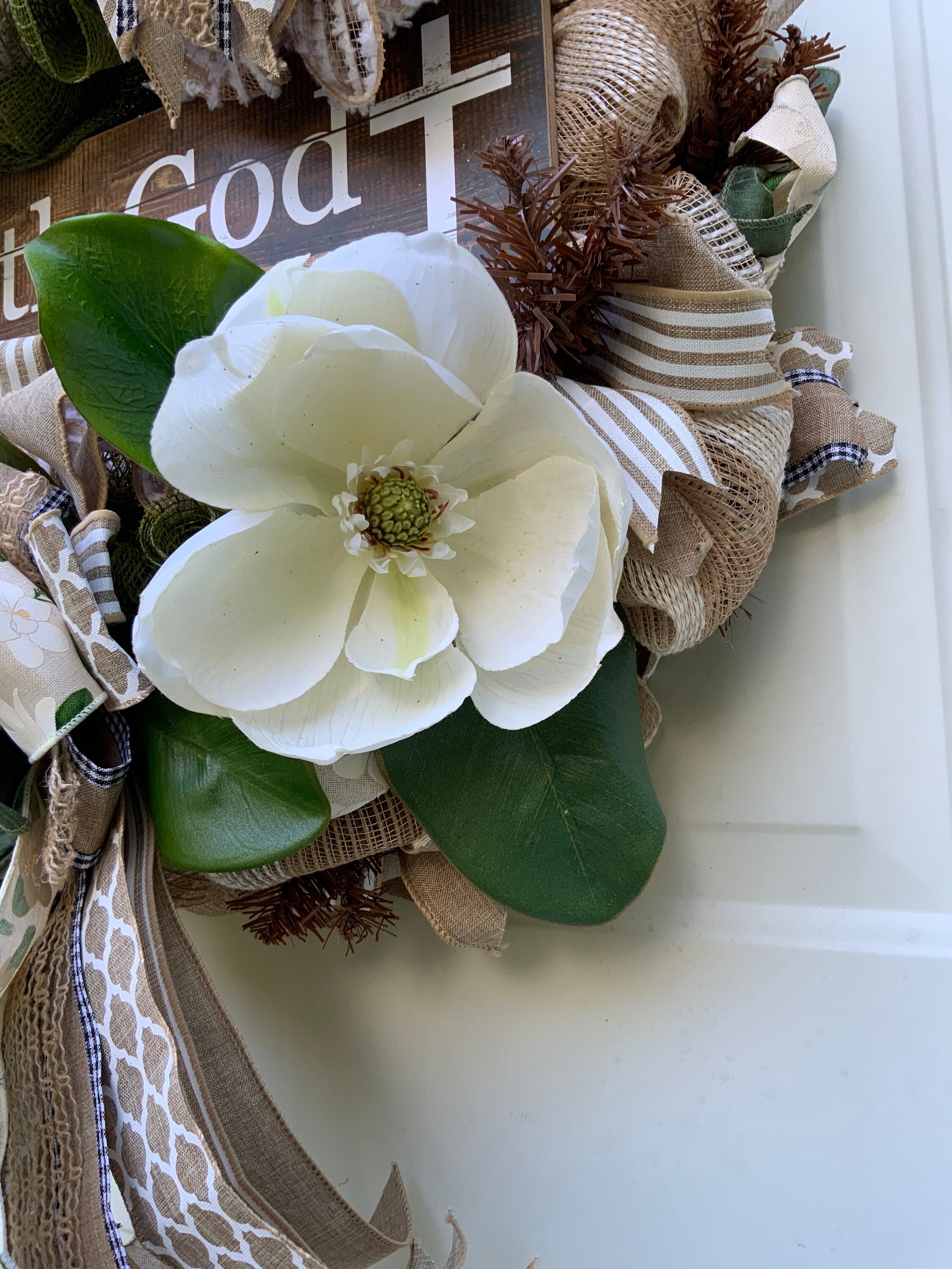With God All Things Are Possible Magnolia Wreath, Magnolia Wreath ...