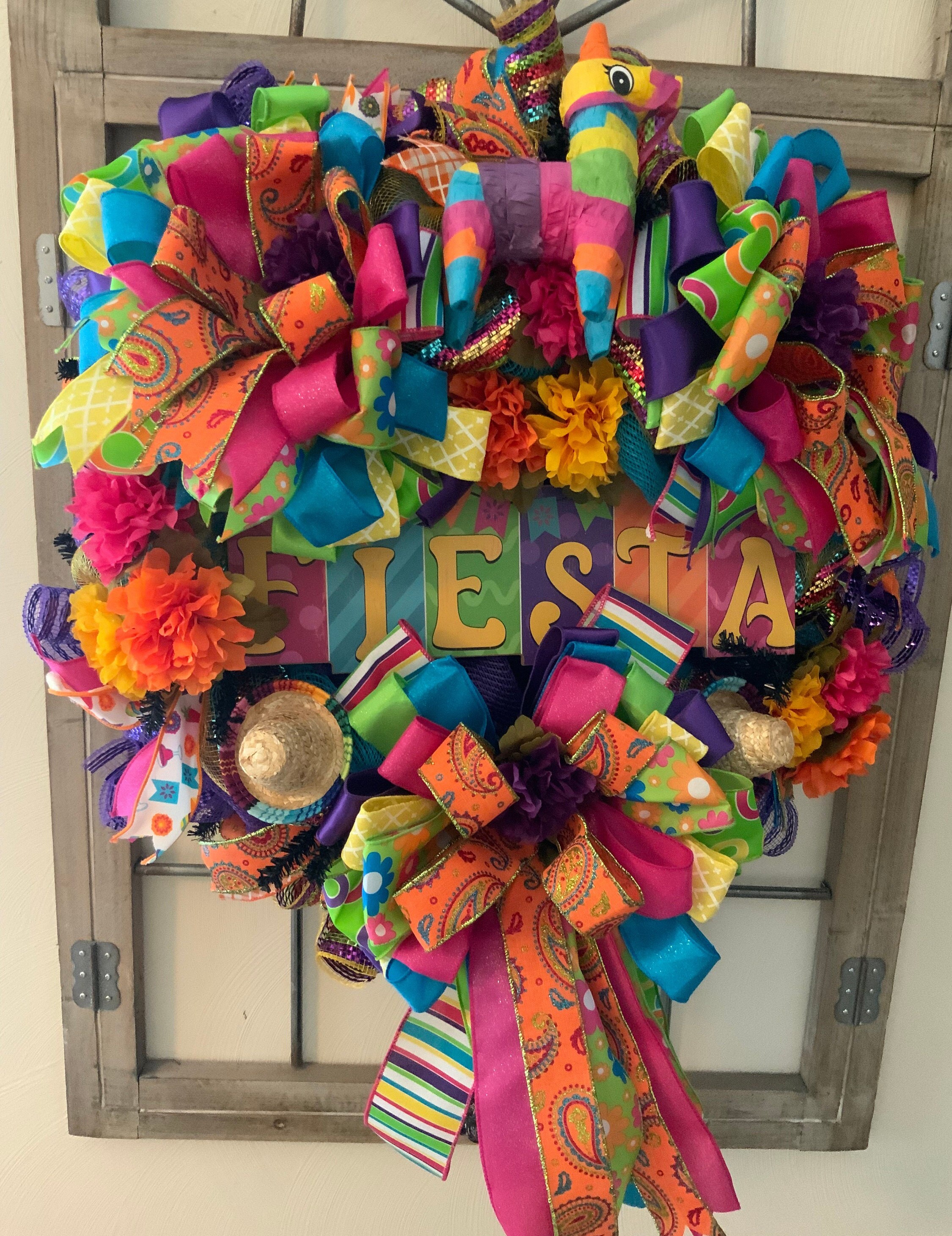 Cinco De Mayo Wreath, Viva La Fiesta Wreath, Mexican Wreath, Fiesta ...