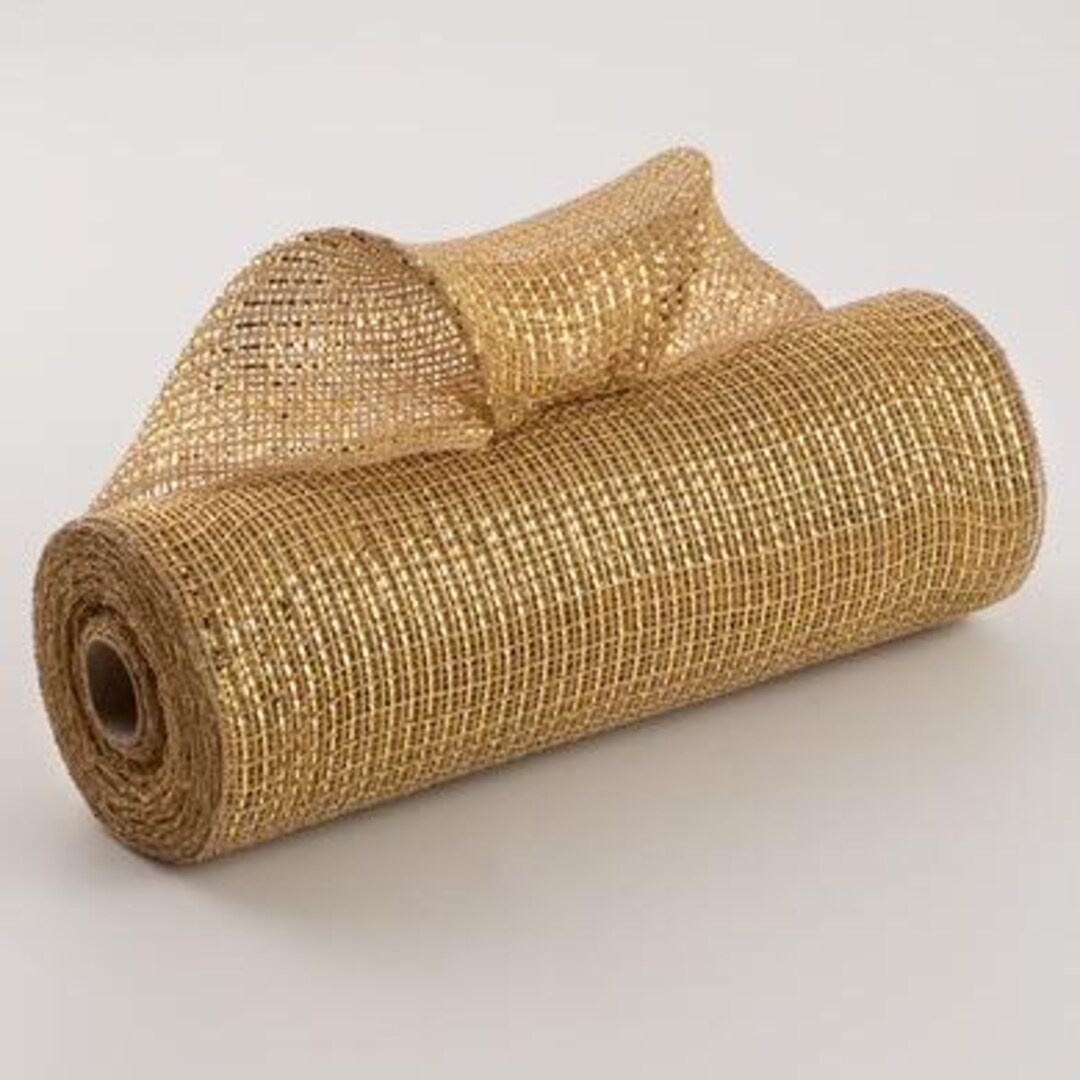 Metallic Gold/natural 10” Fabric Mesh, Mardi Gras Metallic Gold Fabric ...