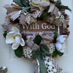 With God All Things Are Possible Magnolia Wreath, Magnolia Wreath ...