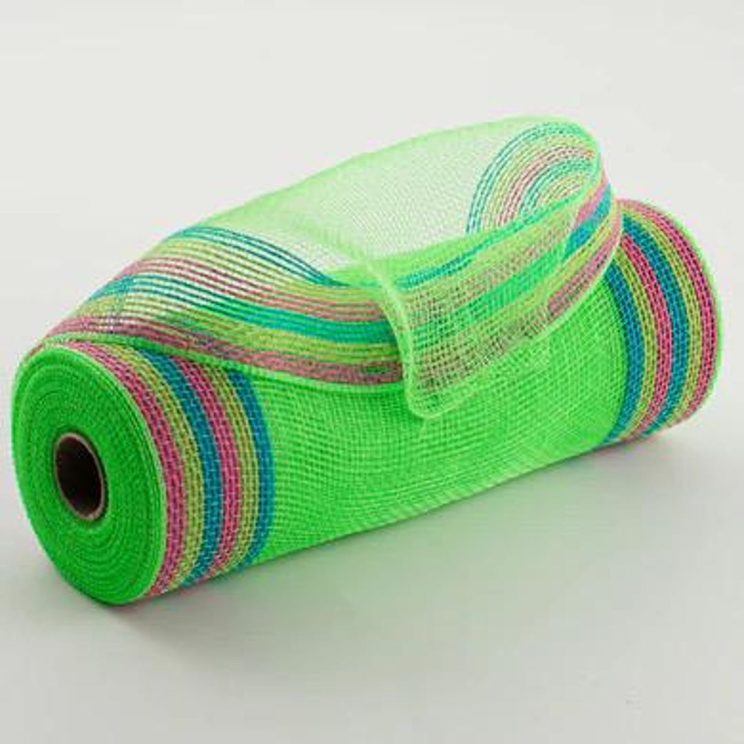 10.5” Border Stripe Metallic Mesh: Lime, Hot Pink, Fresh Green ...