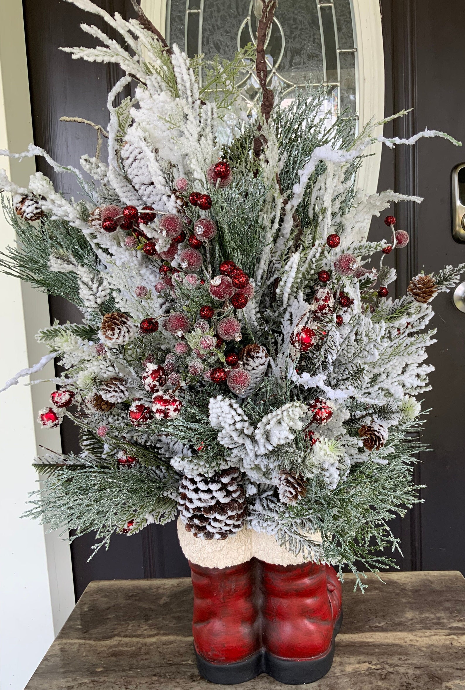 Santa Boots Table Centerpiece, Santa Boots Christmas Decor, Santa Boots ...