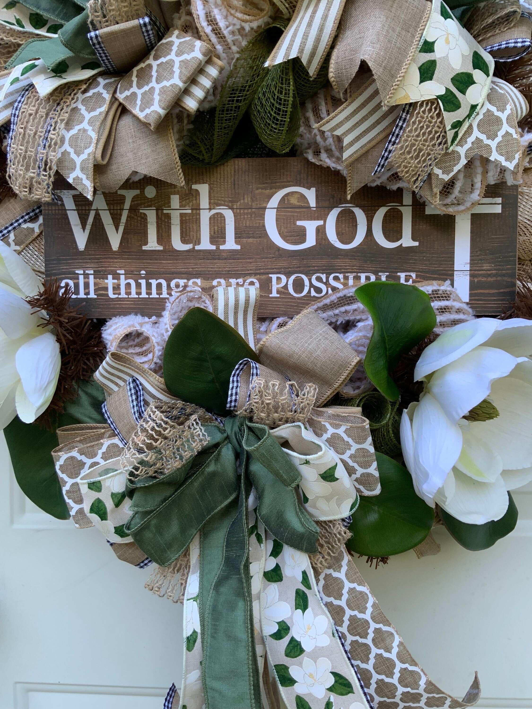 With God All Things Are Possible Magnolia Wreath, Magnolia Wreath ...