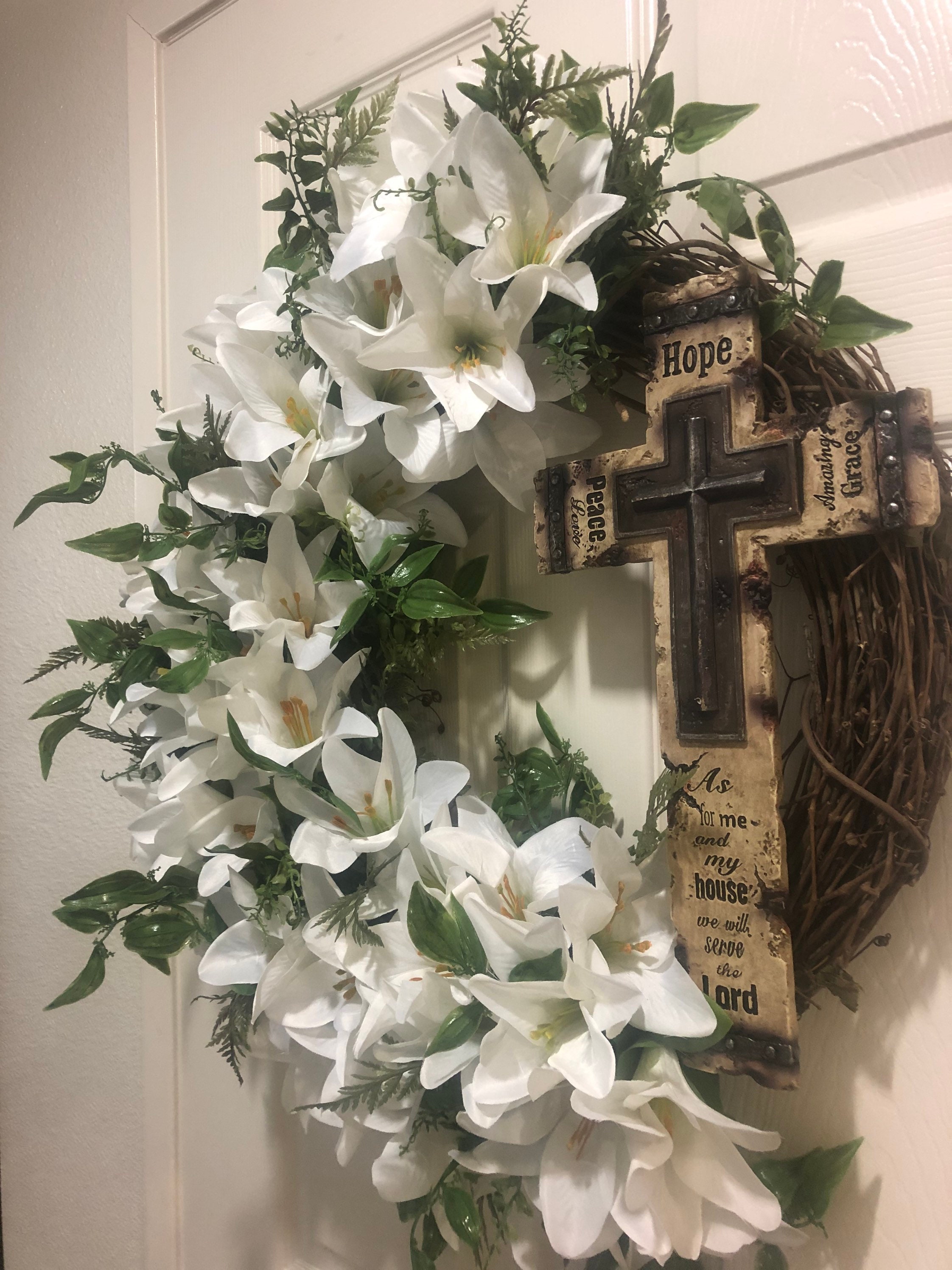 Lent Grapevine Everyday Wreath Religious Wreath Easter Lily | Etsy