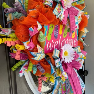 Spring Flip Flop Welcome Wreath, Summer Flip Flop Welcome Wreath ...
