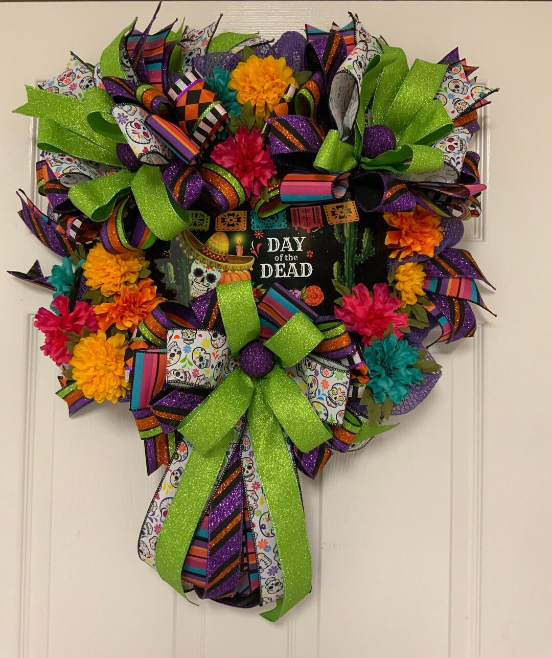 Day of the Dead Wreath, Dia De Muertos Wreath, Sugar Skull Wreath, Dia ...