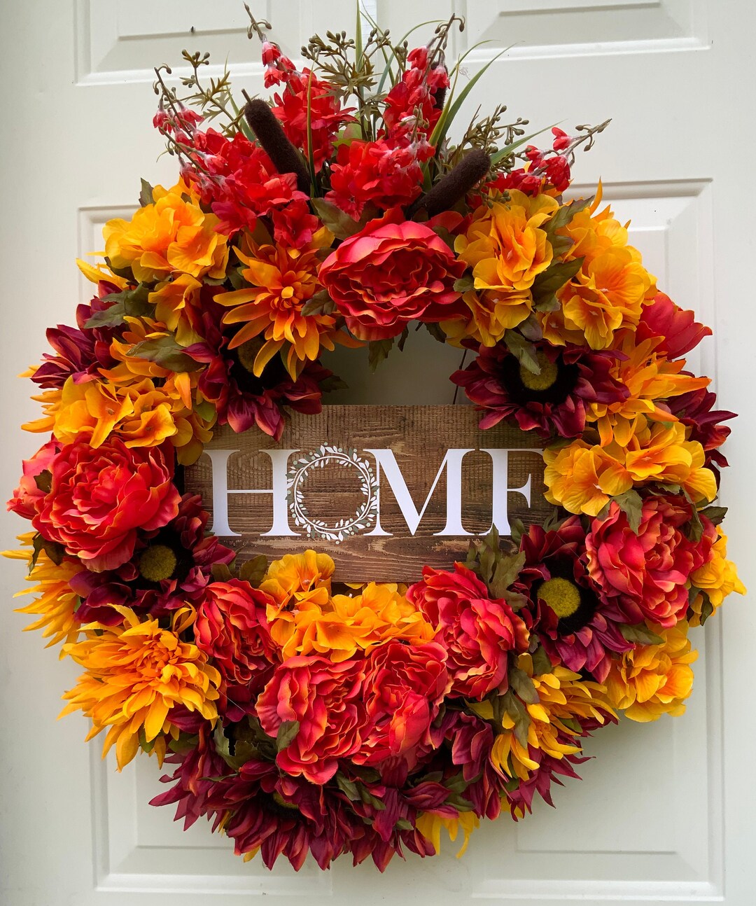 Fall Floral Welcome Wreath, Fall Welcome Wreath, Farmhouse Wreath ...