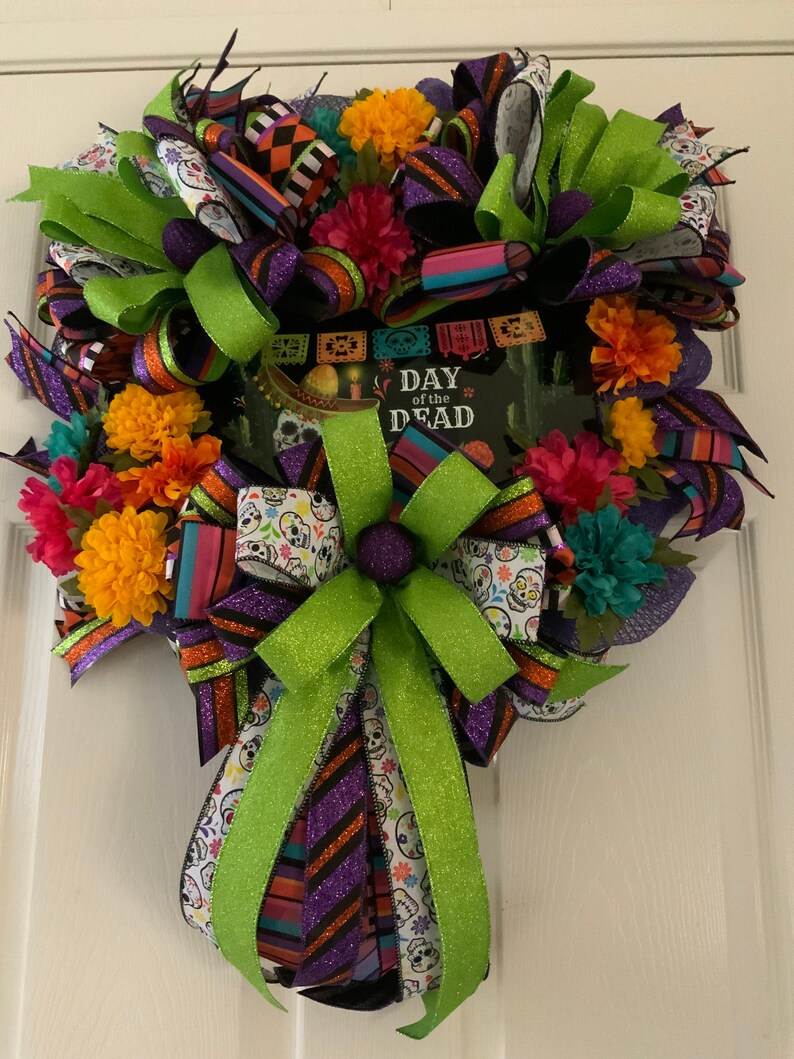 Day of the Dead Wreath Dia De Muertos Wreath Sugar Skull - Etsy