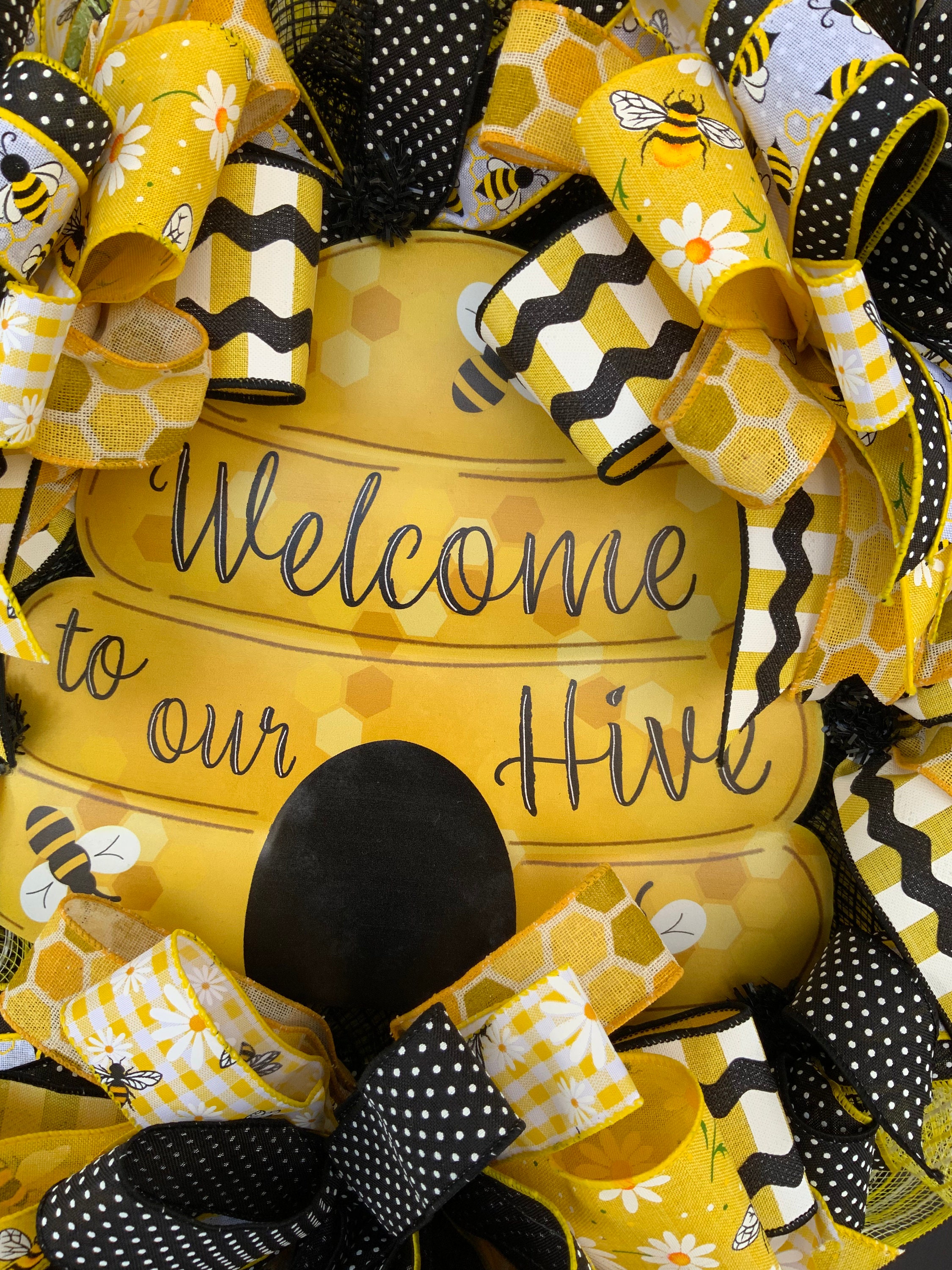 Welcome to Our Hive Wreath, Beehive Wreath, Spring Beehive Wreath, Bumblebee Wreath, Bee Wreath ...