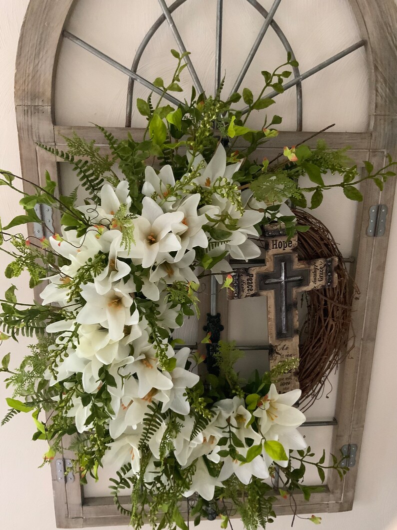 Lent Grapevine Everyday Wreath Religious Wreath Easter Lily - Etsy