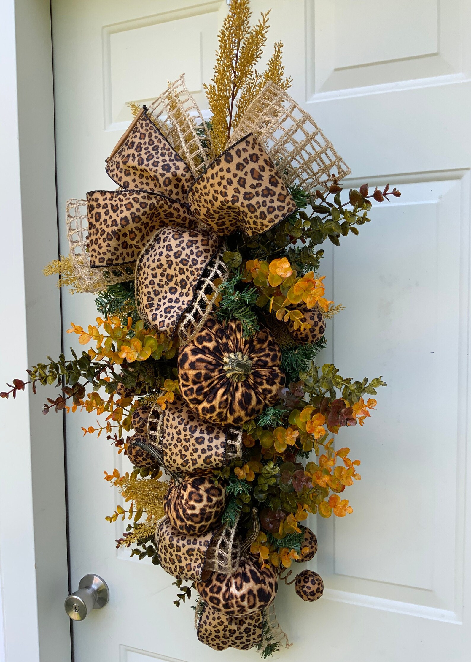 Luxury Leopard Print Pumpkin Swag, Fall Luxury Leopard Print Pumpkin ...