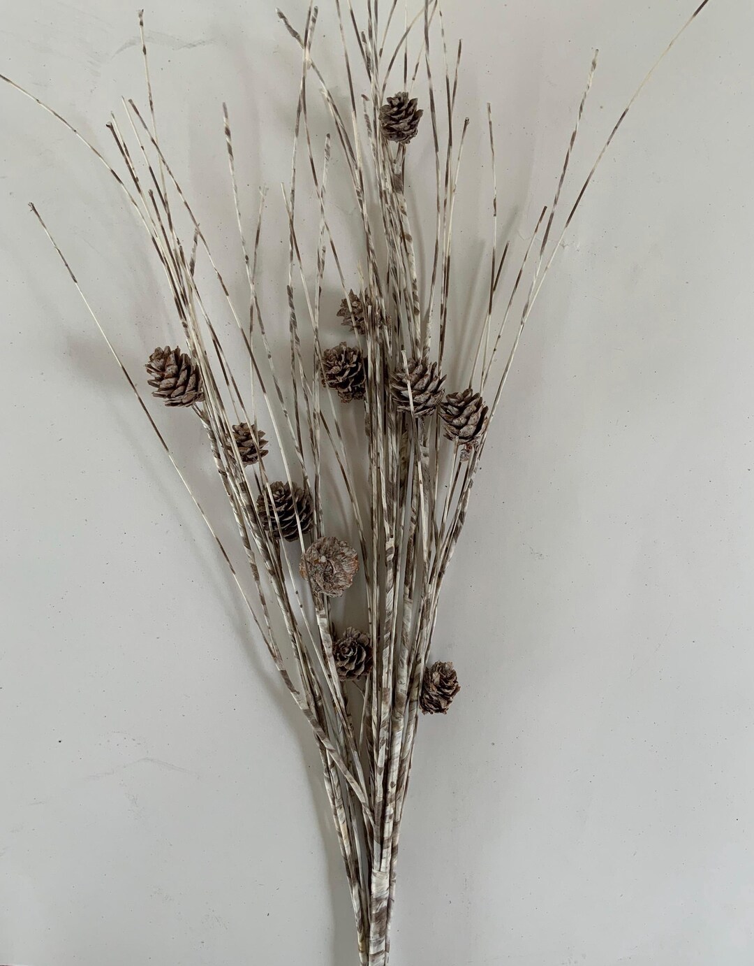 28” Icy Twig With Pine Cone Stem, 28” Faux Birch Icy Twig With Pine ...
