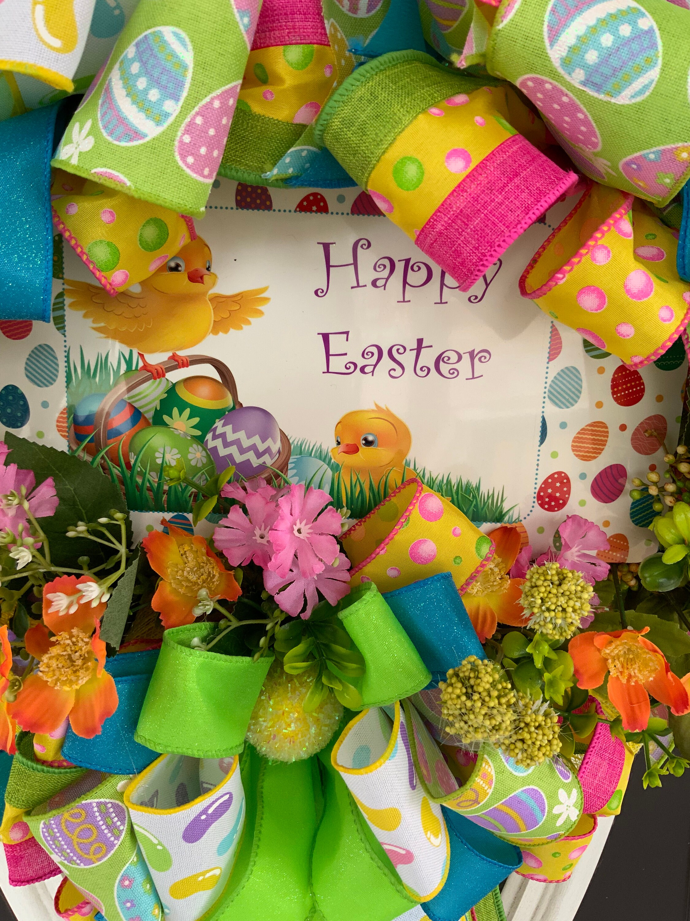 Easter Wreath, Easter Wreath With Chicks, Easter Egg Wreath With Chicks ...