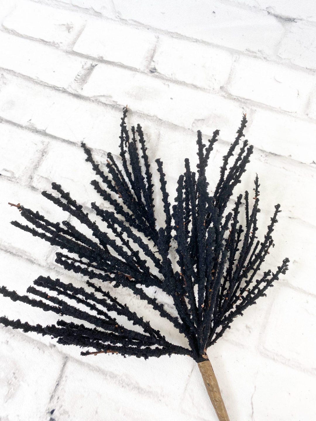 Black Flocked Pine Pick - Etsy