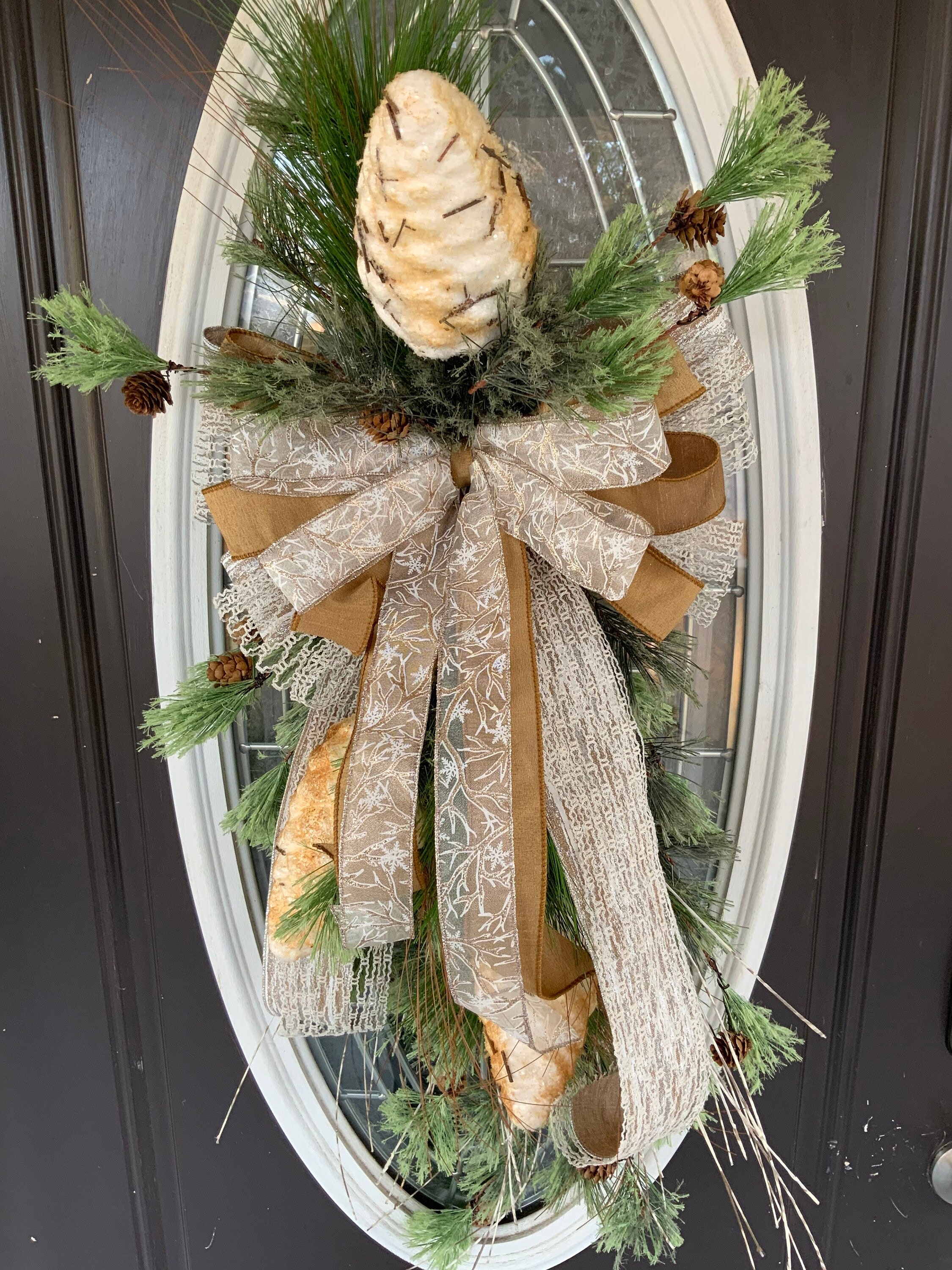 Smokey Pine Teardrop Swag Smokey Pine Swag With Pinecones - Etsy