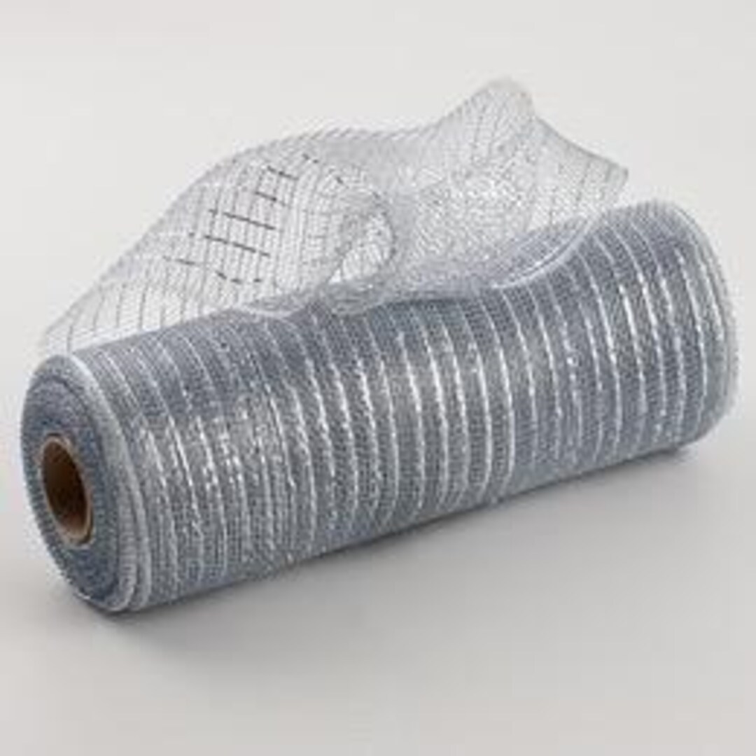 10” Poly Deco Mesh: Metallic Silver; Christmas Deco Mesh; Fall Deco ...
