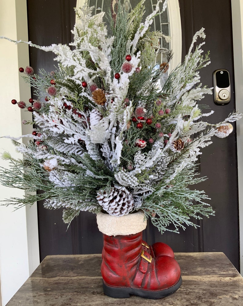 Santa Boots Table Centerpiece, Santa Boots Christmas Decor, Santa Boots ...
