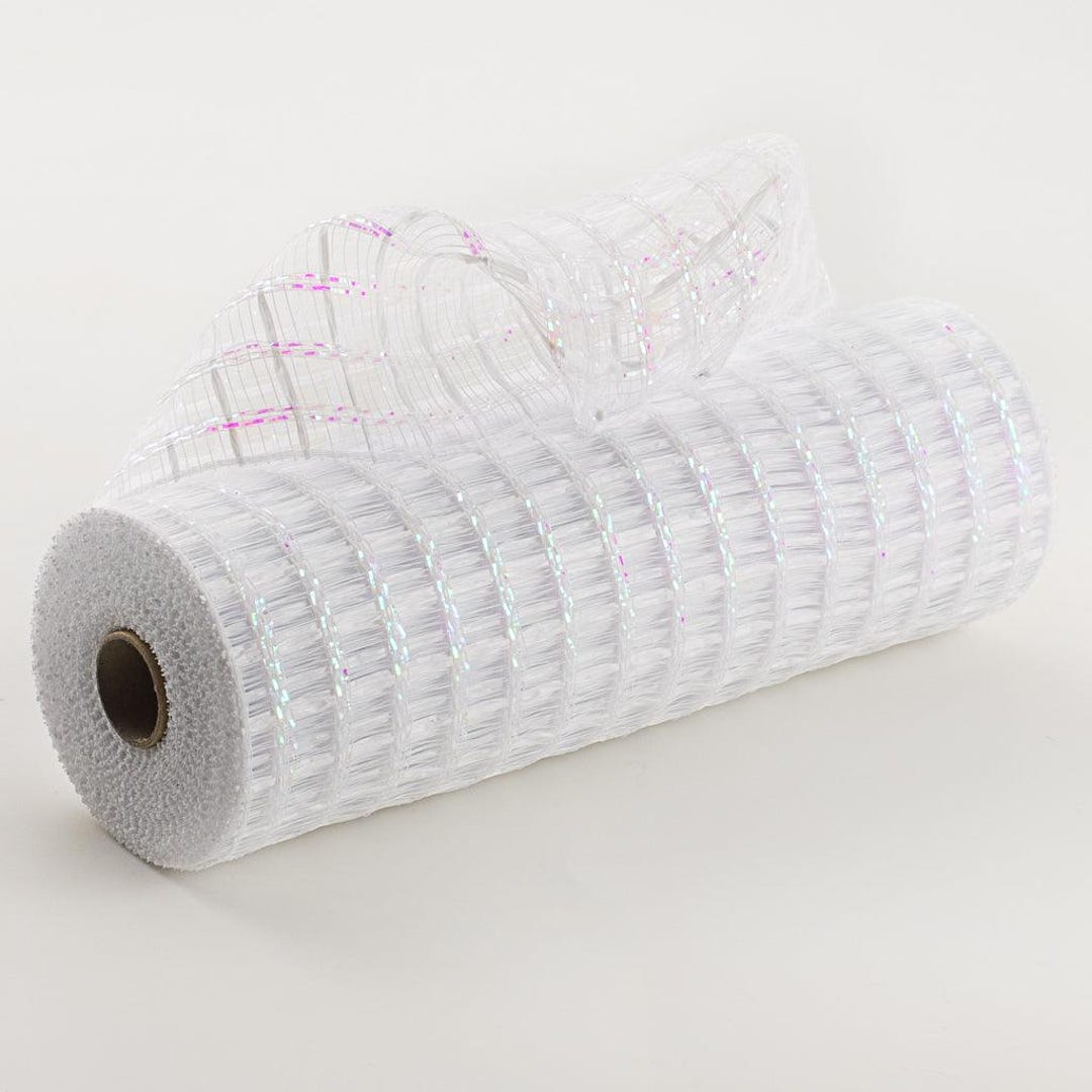 10” Wide Weave Metallic Mesh: White Check, Spring Wide Weave Metallic ...