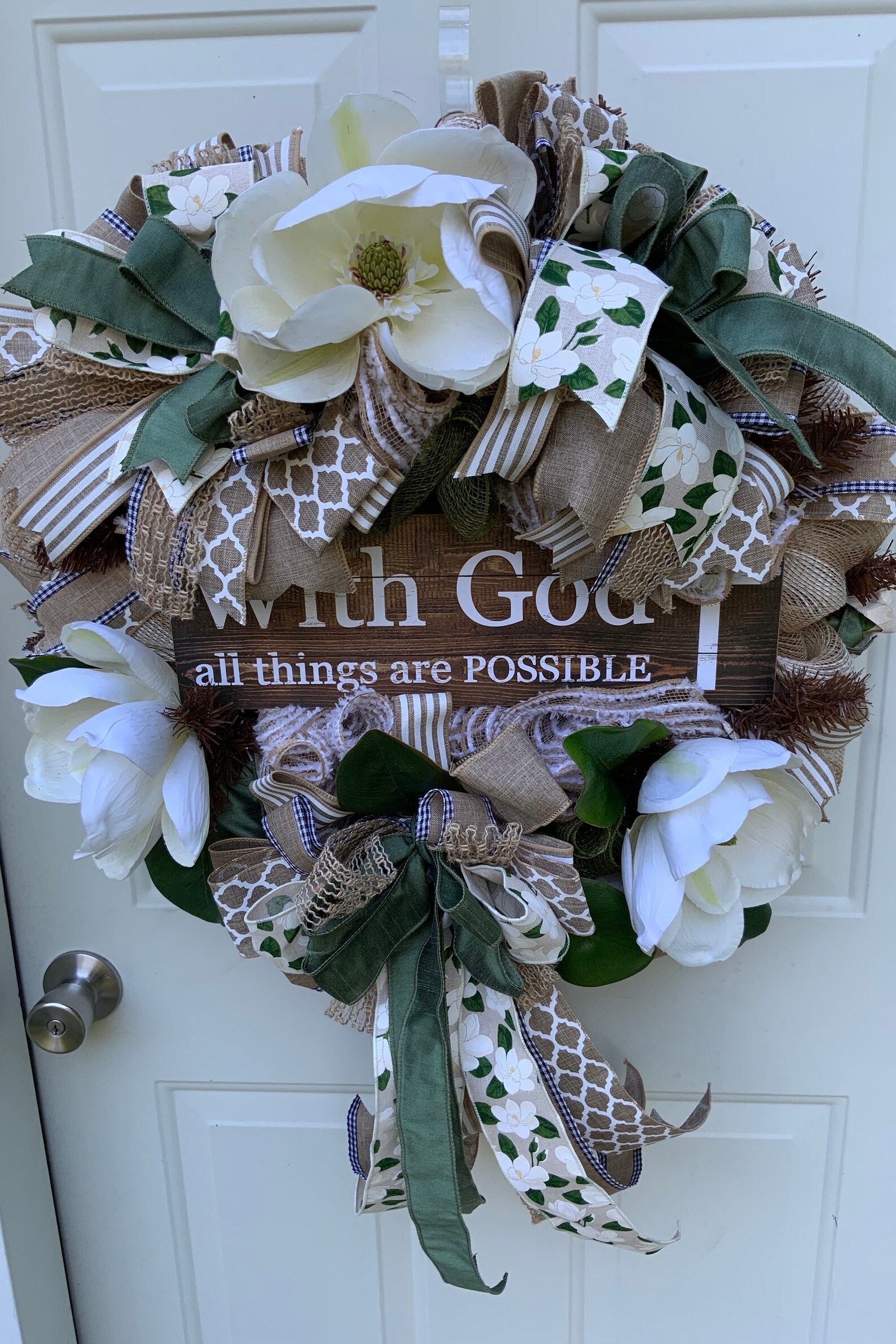 With God All Things Are Possible Magnolia Wreath, Magnolia Wreath ...