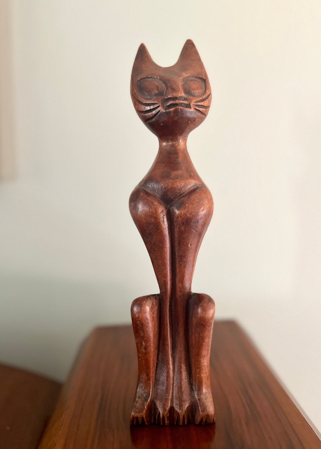Mid Century Carved Teak Wood Siamese Cat Figurine - Etsy