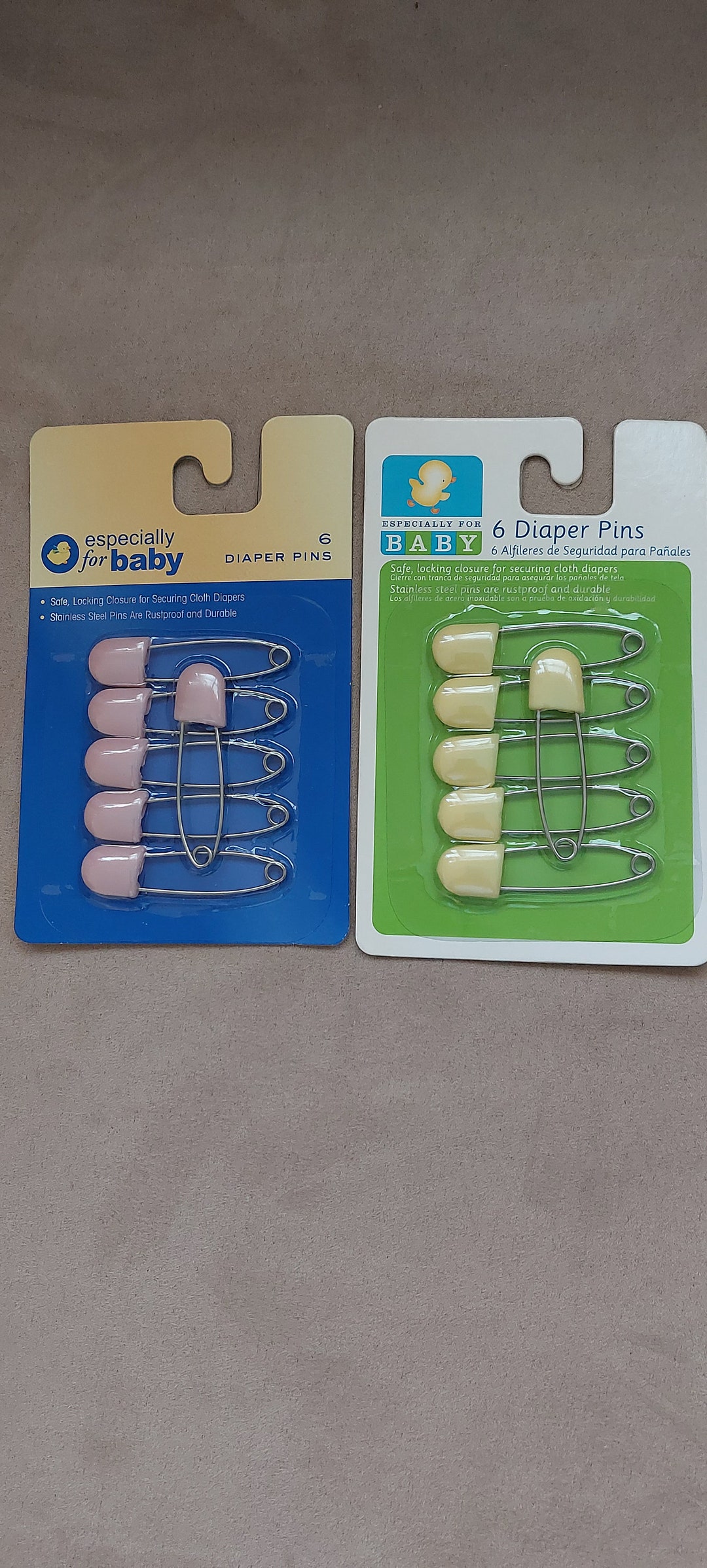 Vintage Diaper Pins 6 Pink & 6 Yellow Stainless Steel Diaper Pins Rare ...