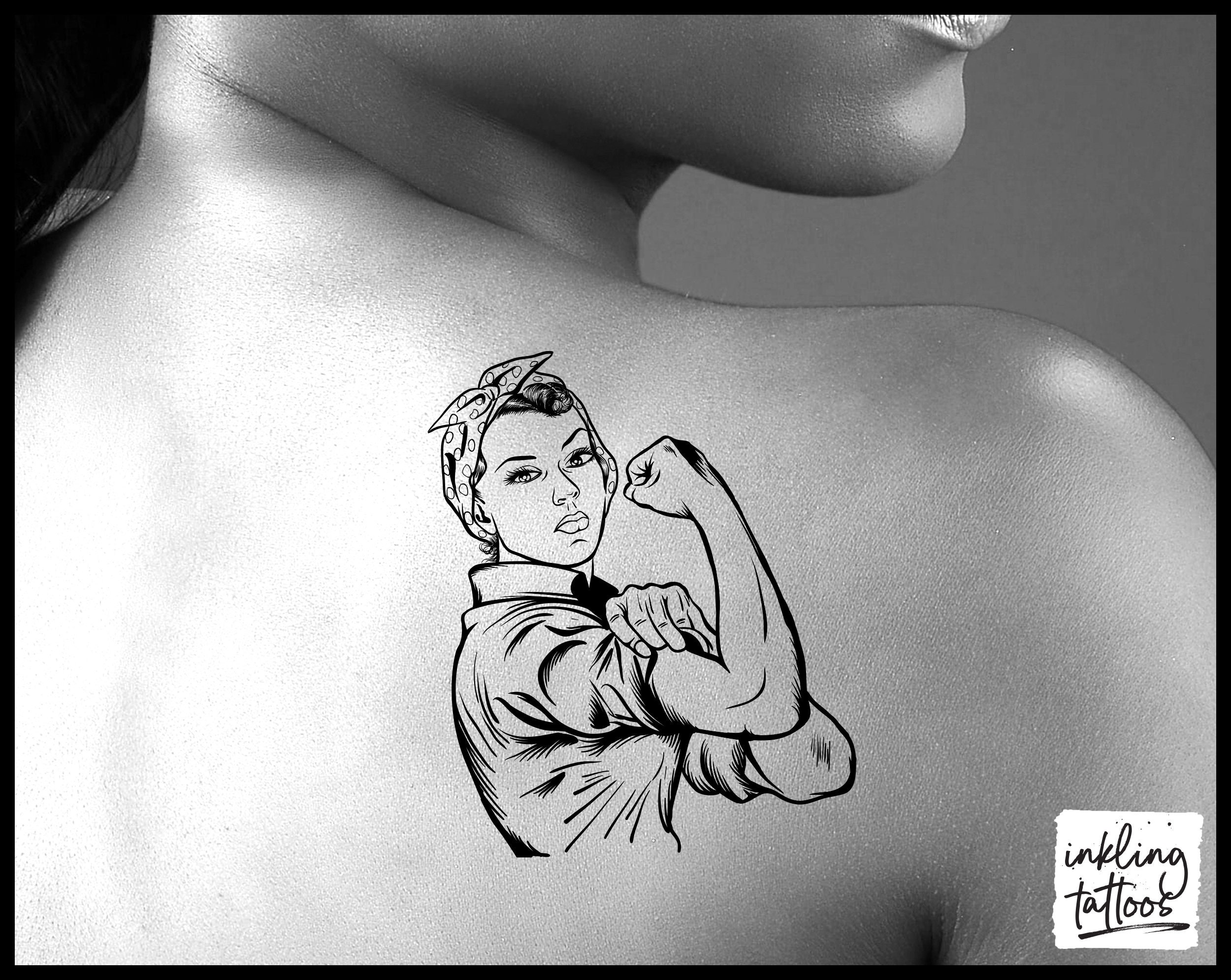 Rosie The Riveter Black And White Tattoo
