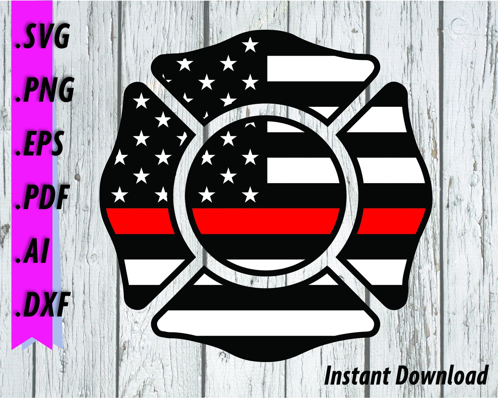 Fire Dept Badge SVG Thin Red Line Clipart Firefighter Logo | Etsy