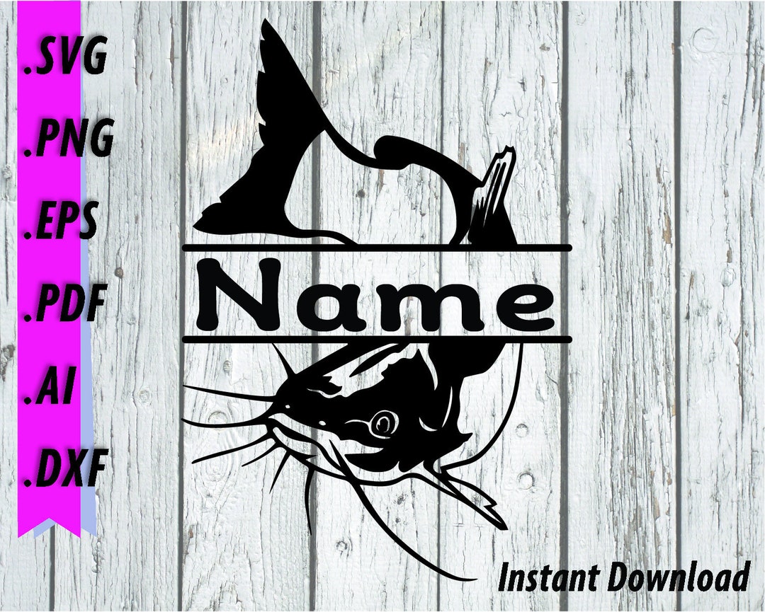 Catfish SVG - Fish Monogram - Fishing Name Plate - Flathead Channel ...