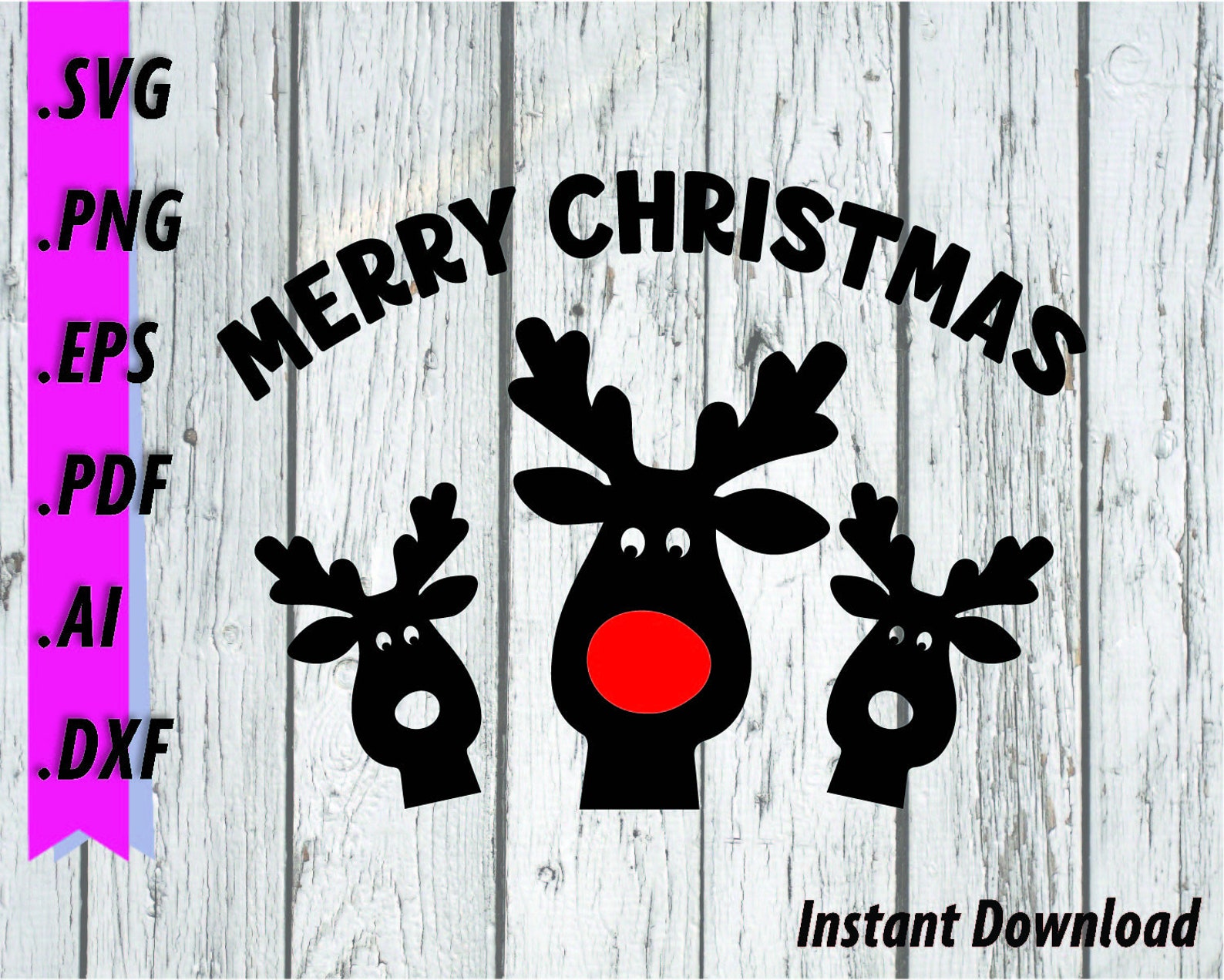 Merry Christmas Svg, Santa's Reindeer Clipart, Christmas Scene Svg, Dxf ...