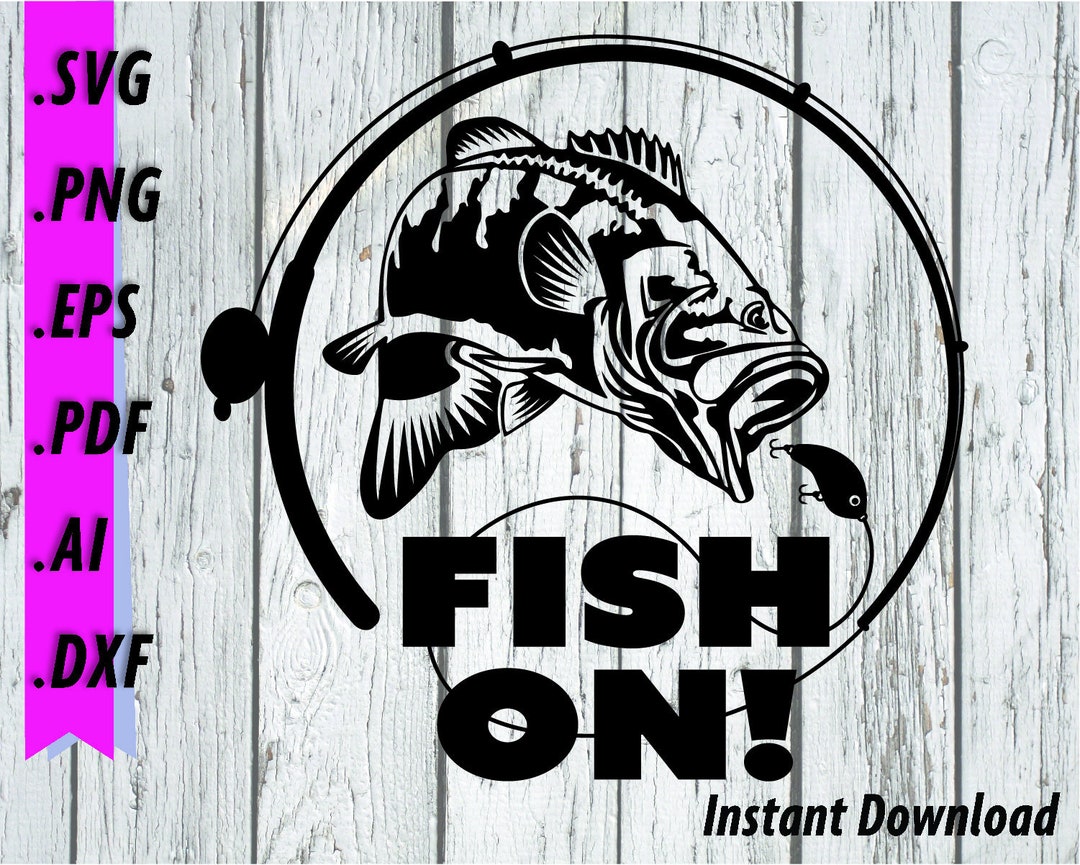 Fish on SVG - Fishing SVG - Bass Fishing Clipart - Fisherman Catching ...