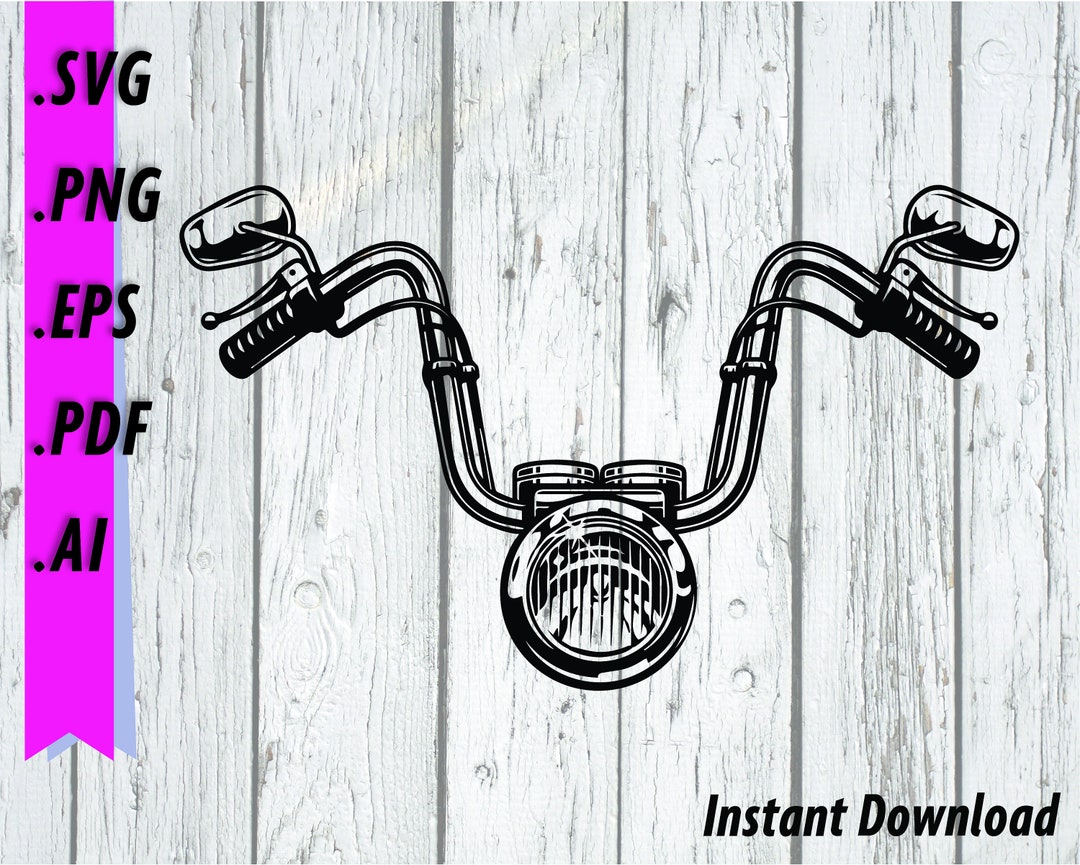 Motorcycle Handlebars SVG - Motorcycle Front View Clipart - Bike Biker ...
