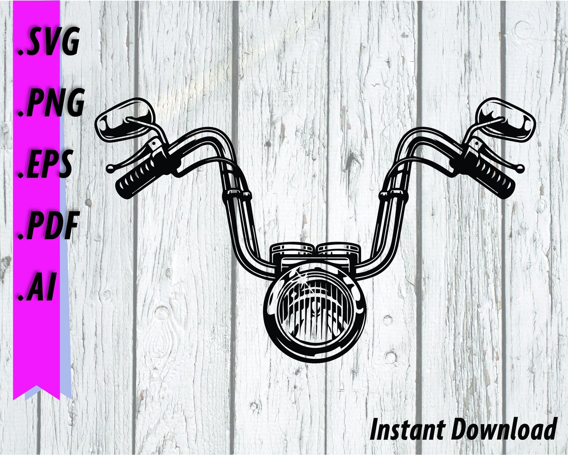 Motorcycle Handlebars SVG - Motorcycle Front View Clipart - Bike Biker ...