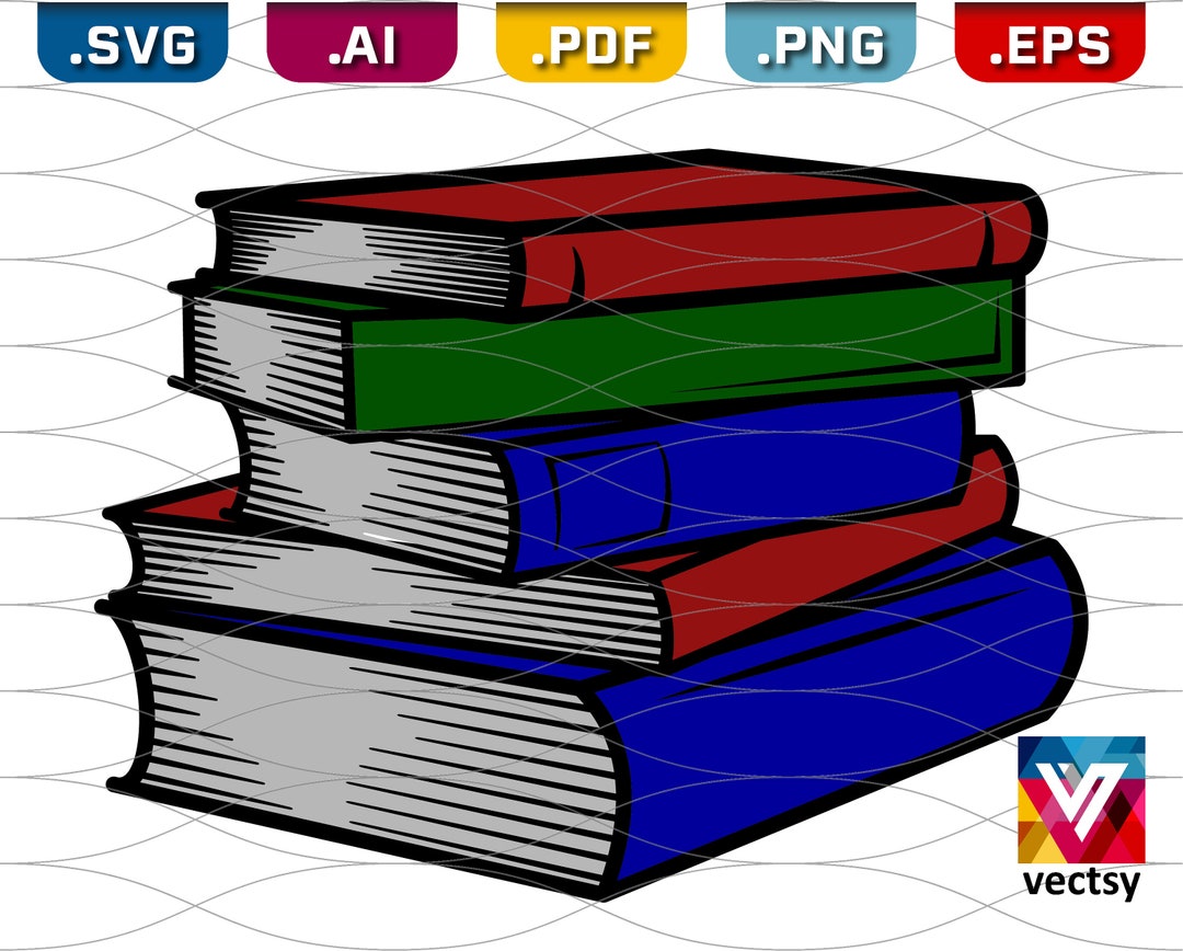 Stack of Books SVG - Book Clipart, Library SVG - Etsy