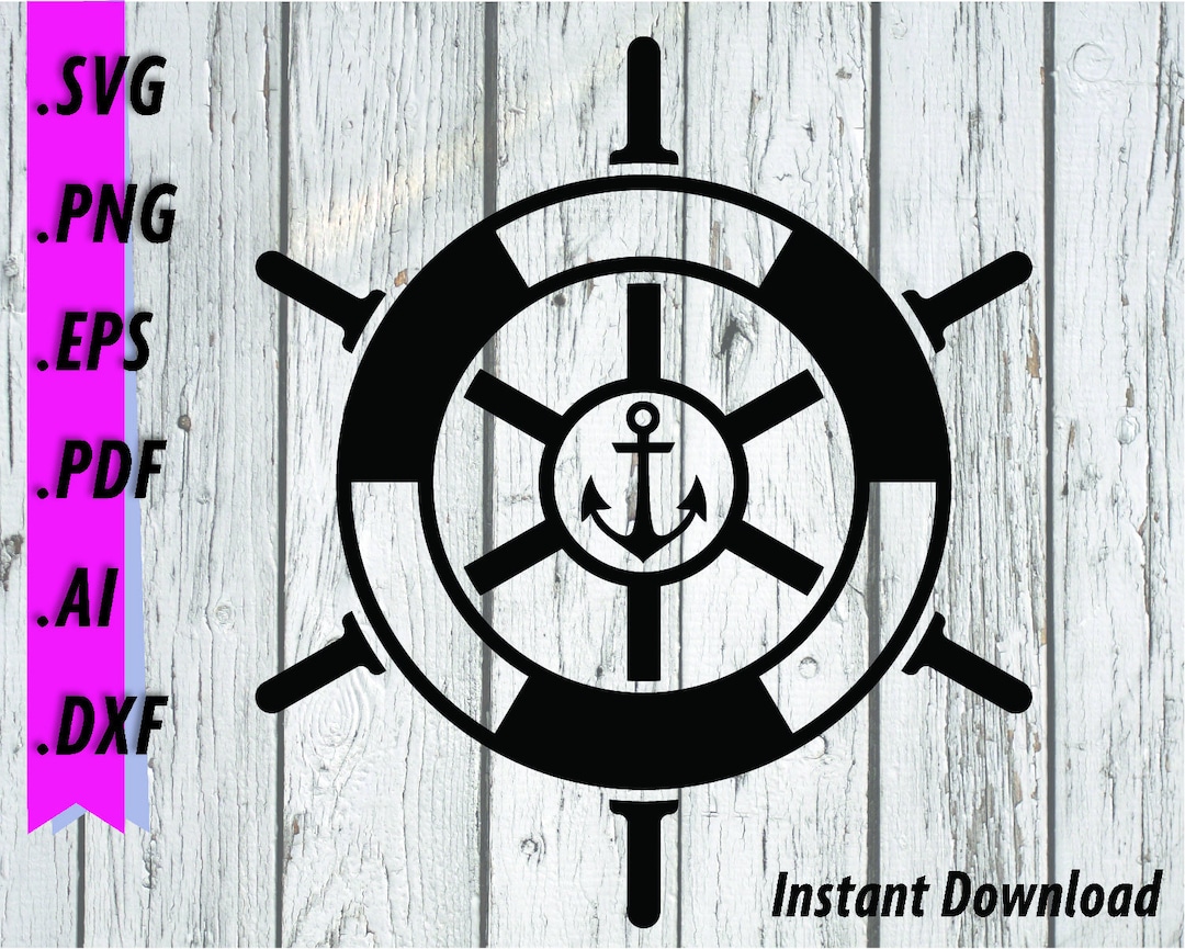 Ship Wheel SVG - Boat Wheel and Anchor - Nautical Clipart - Stern Wheel ...