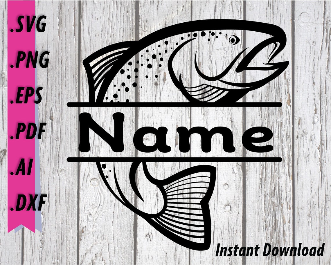Trout SVG - Fish Monogram - Fishing Name Plate - Rainbow, Brown Trout ...