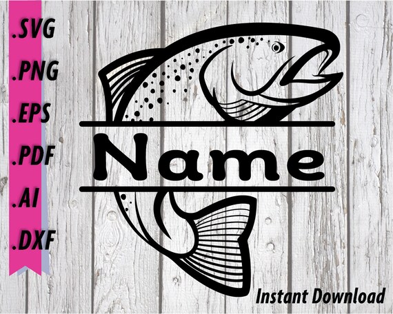 Trout SVG Fish Monogram Fishing Name Plate Rainbow - Etsy